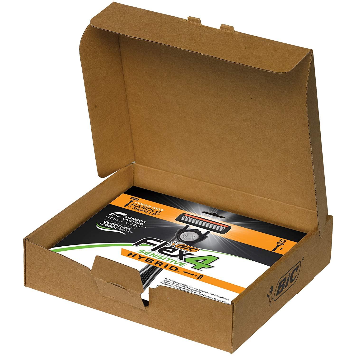 BIC Flex 4 Sensitive Men's Razor - 4-Blade Disposable, 1 Handle & 12 ...