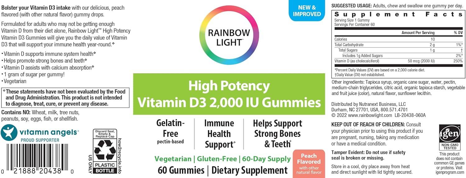 Rainbow Light High Potency Vitamin D3 2 000IU - Peach - 60 Gummies ...