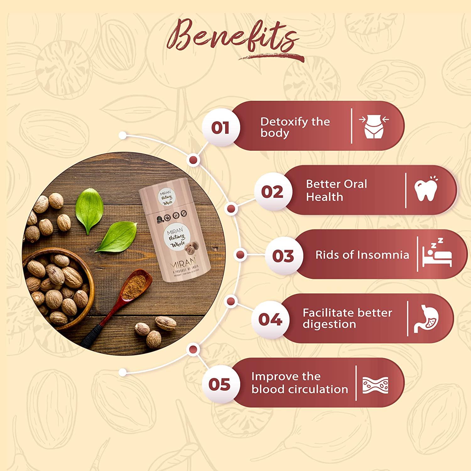 MIRAN Whole Nutmeg Natural Indian Spices Premium Grade Quality Jaifal ...