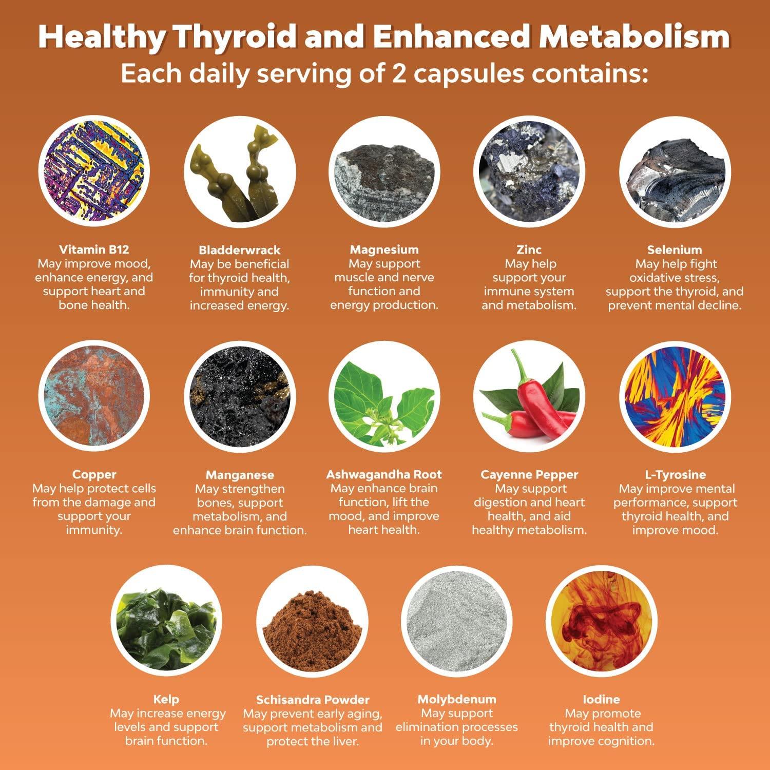 Herbal Thyroid Support Complex - 60 Capsules with Iodine, L Tyrosine ...