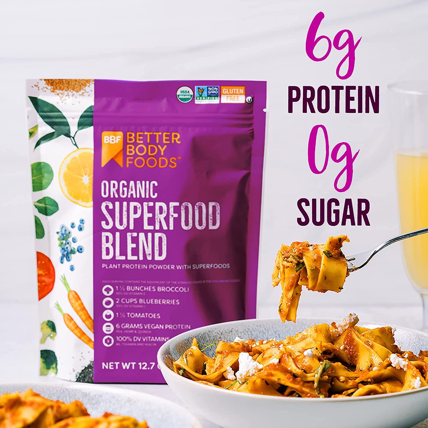 BetterBody Foods Organic Superfood Powder with Protein, Vitamins C, E ...