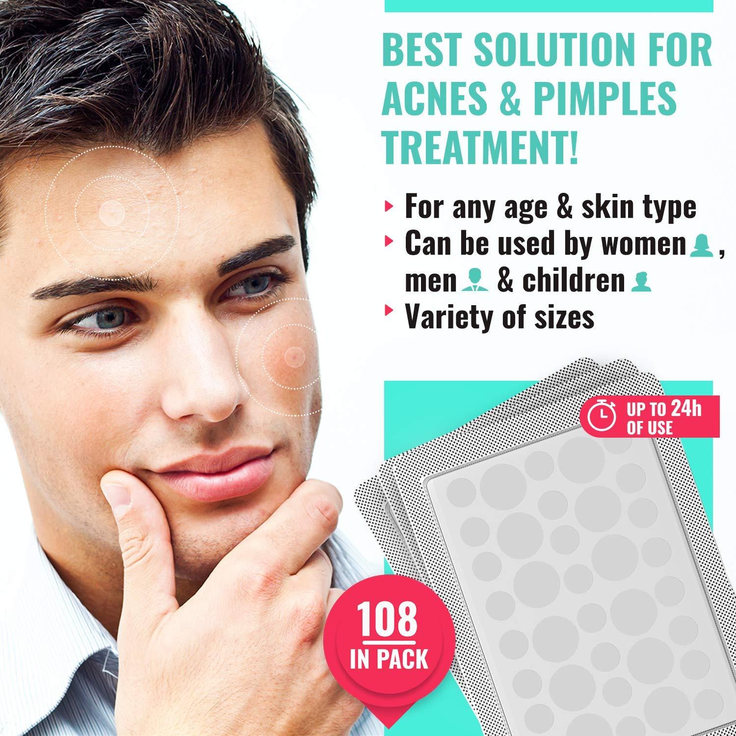 Acne Pimple Healing Patch - 108 Invisible Hydrocolloid Stickers for ...