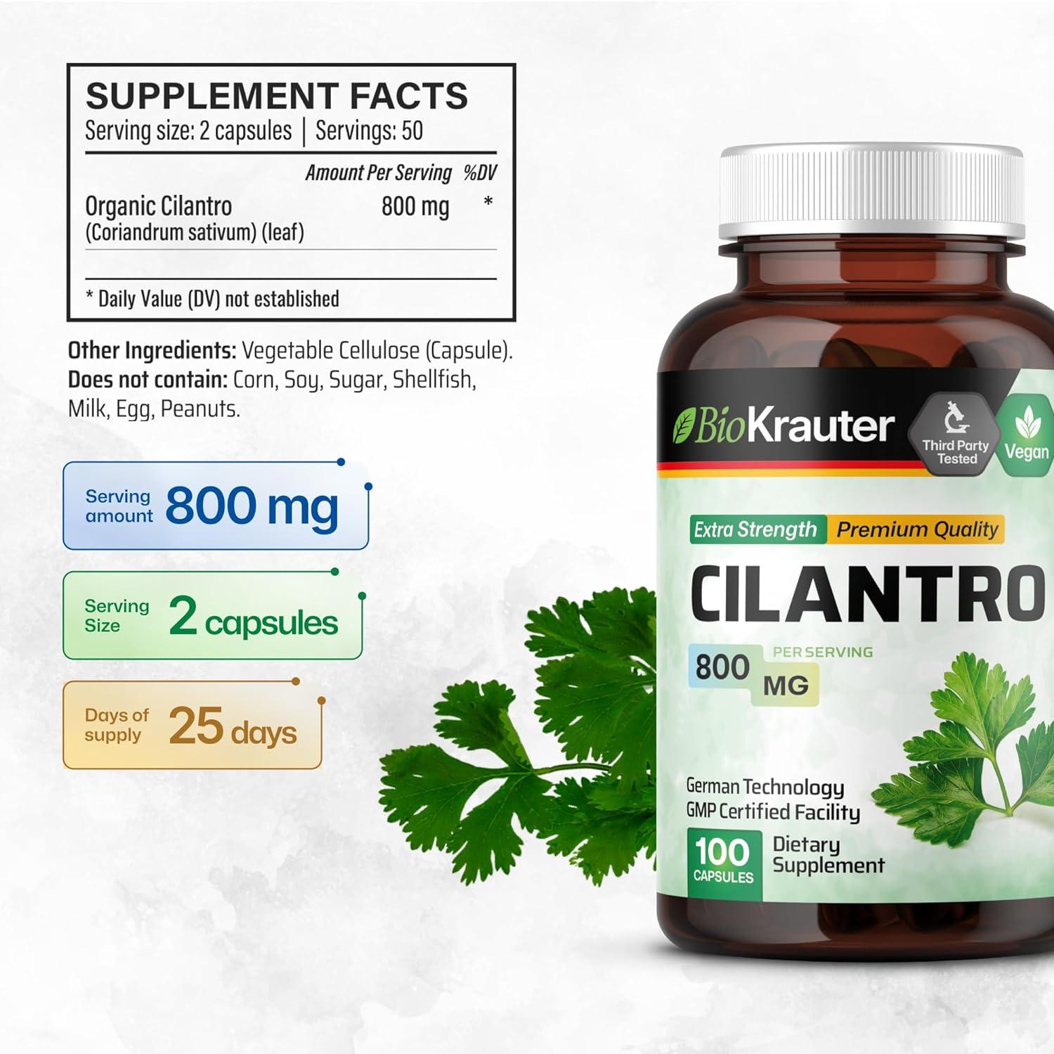 MauWe Herbs Cilantro Capsules - Heart, Eye & Body Support Supplement ...