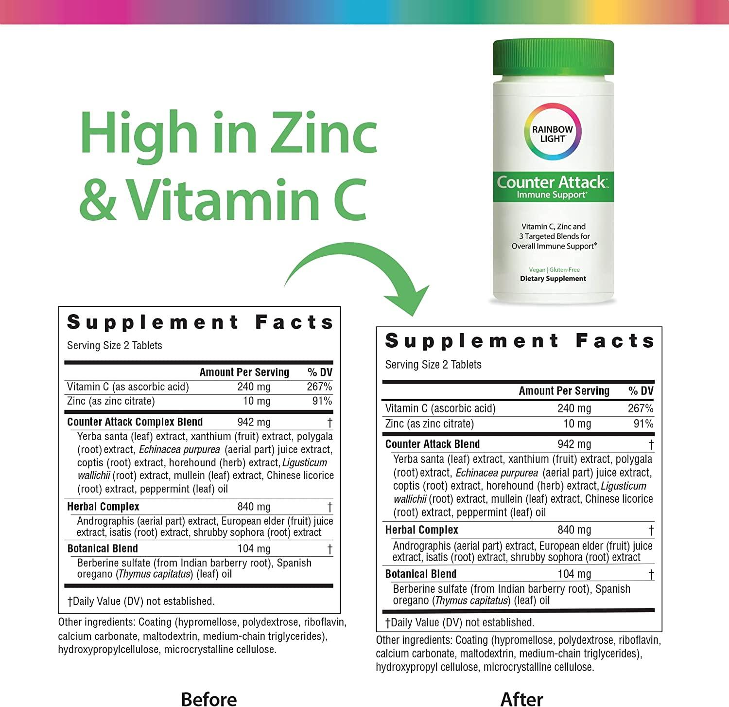 Rainbow Light Counter Attack Immune Support â€“ 90 Tablets for Enhanced ...