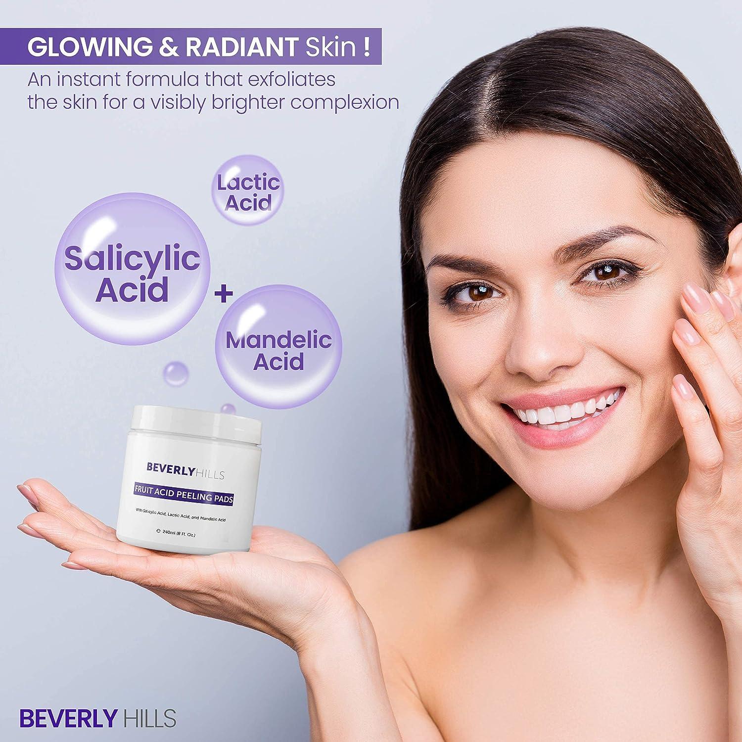 Beverly Hills Fruit Acid Peeling Pads - 50 Face Exfoliator Pads for ...