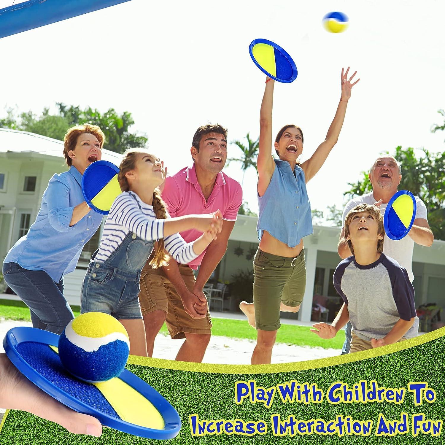 Kids Toss and Catch Game Set - 20 Paddles, 10 Balls - Outdoor Beach ...