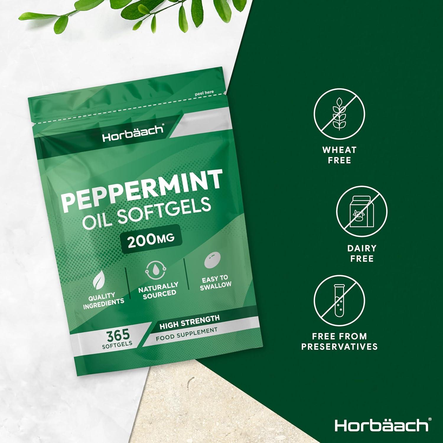 Peppermint Oil Capsules 200mg | 365 Softgels | Digestion Supplement ...