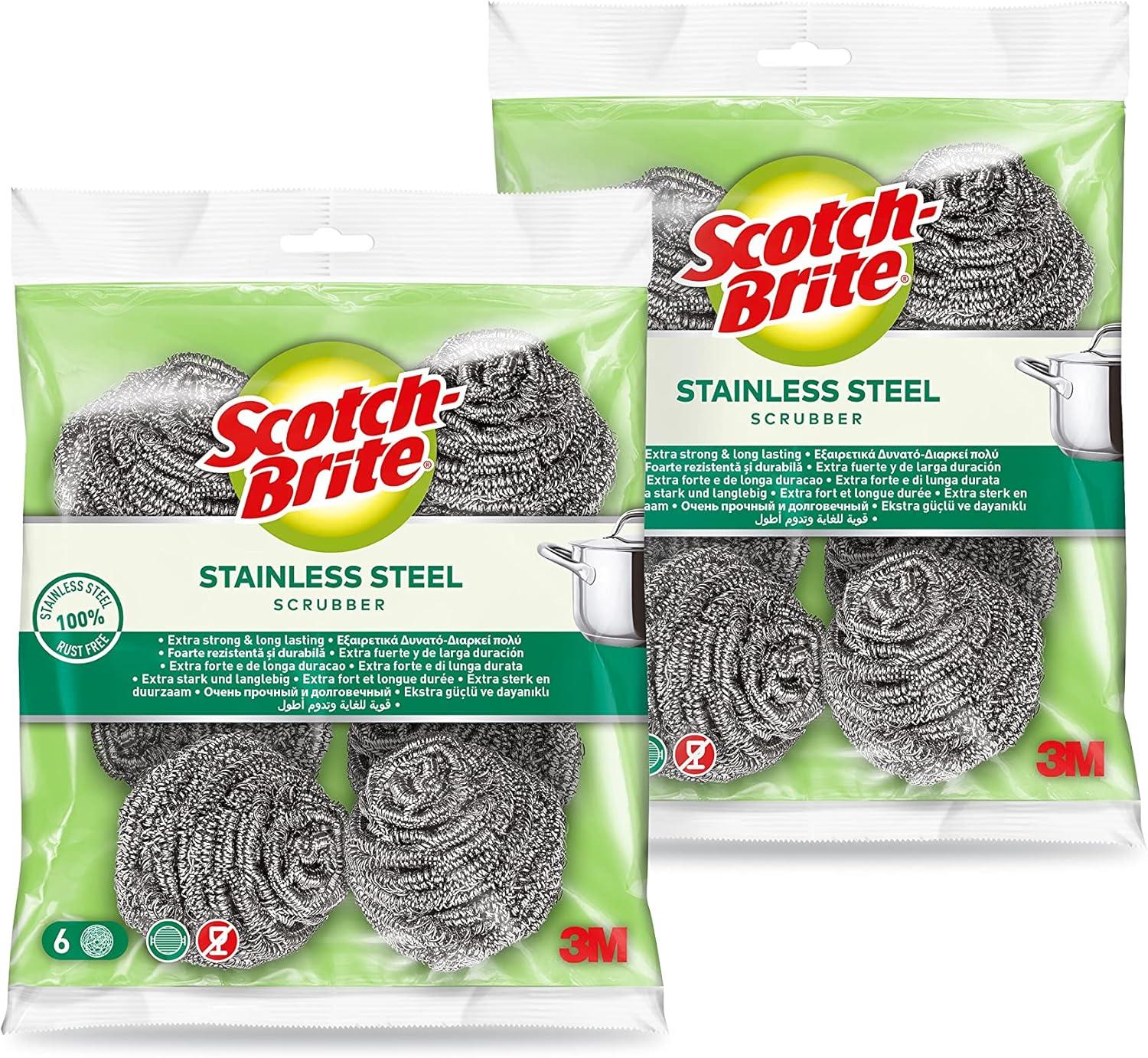 Scotch-Brite Stainless Steel Scourer - 12 Rust-Resistant Spiral Metal ...