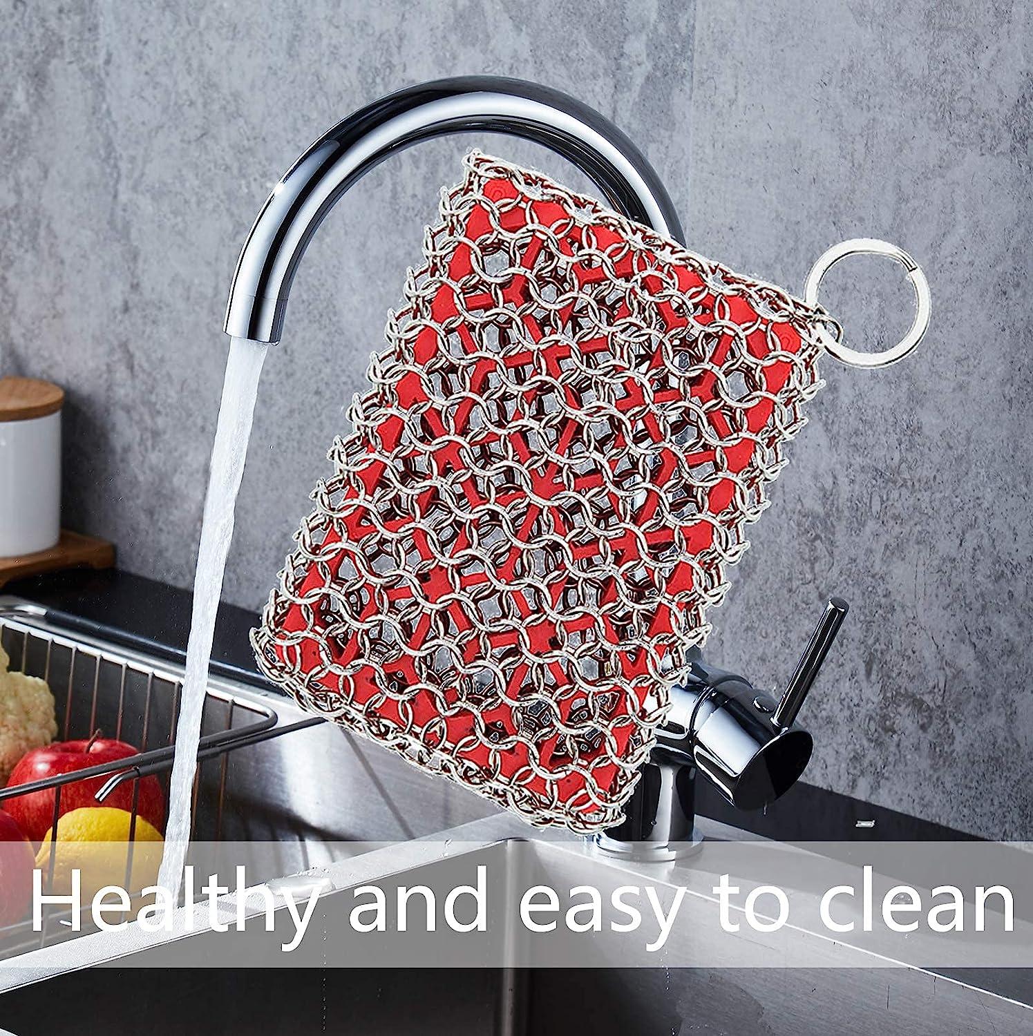 Chain Iron Scrubber with Silicone Insert - Cast Iron & Stainless Steel ...