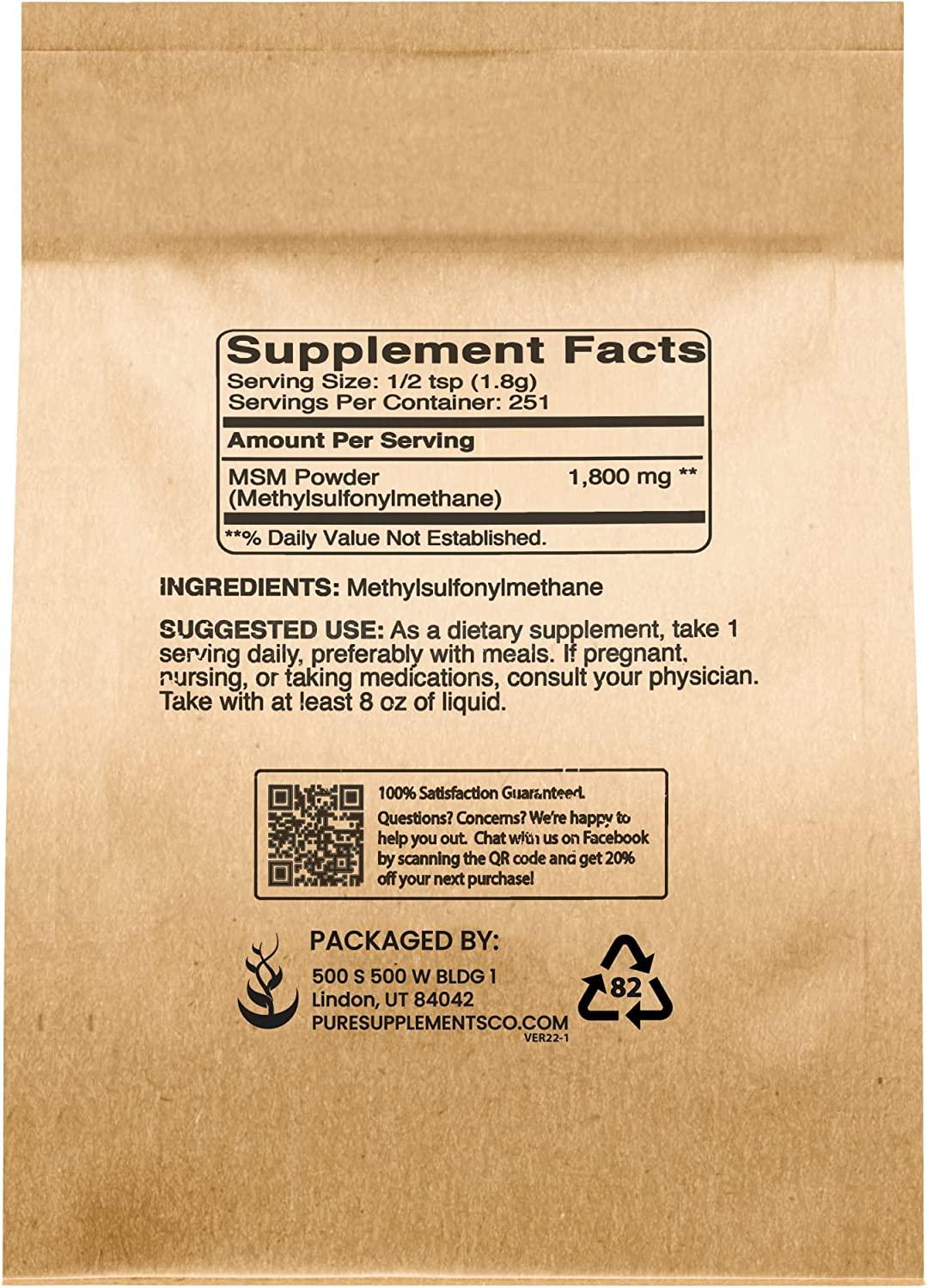 Pure MSM (1lb) | Natural Sulfur Dietary Supplement with Original ...