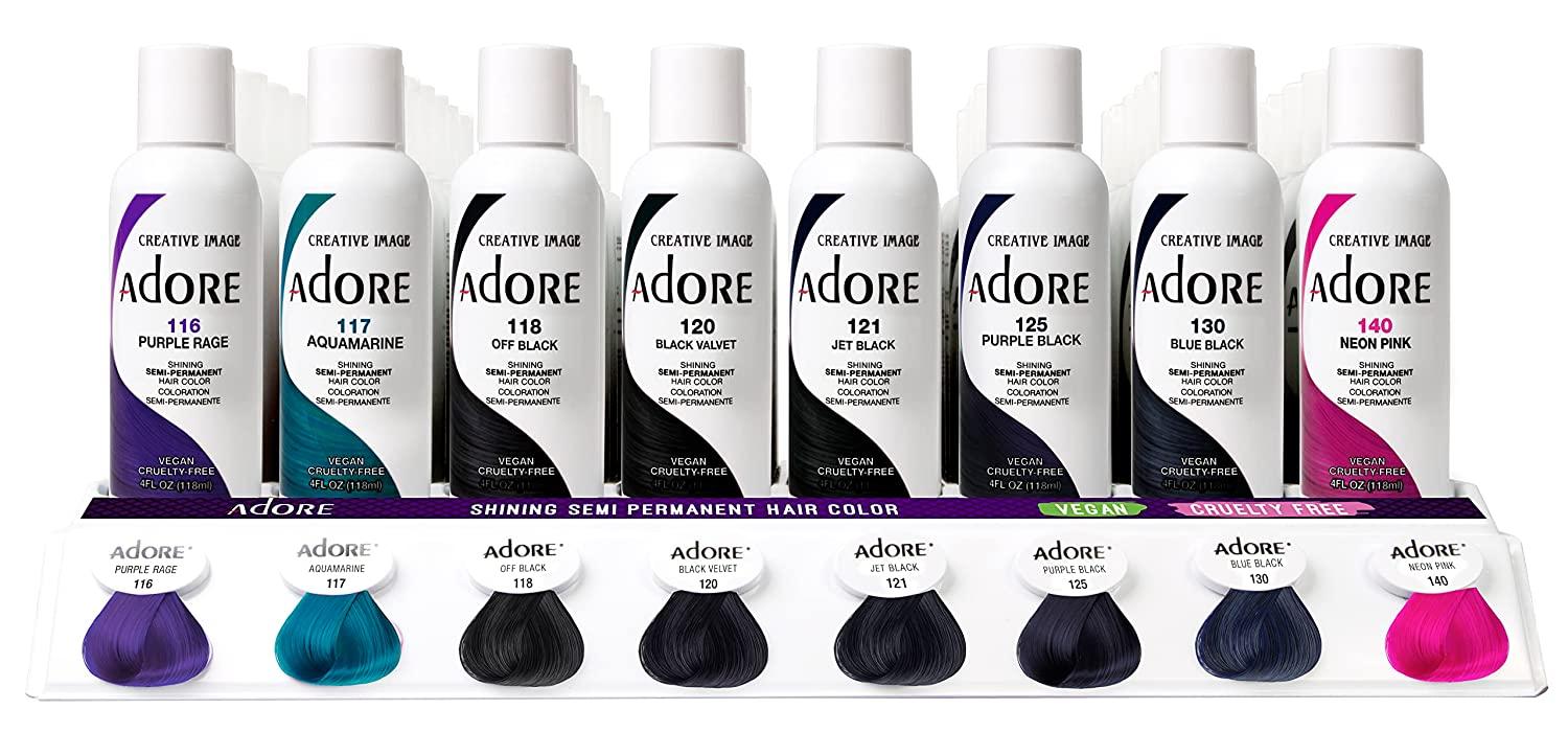 Adore Semi Permanent Hair Color #121 Jet Black 4 Fl Oz - Long Lasting ...