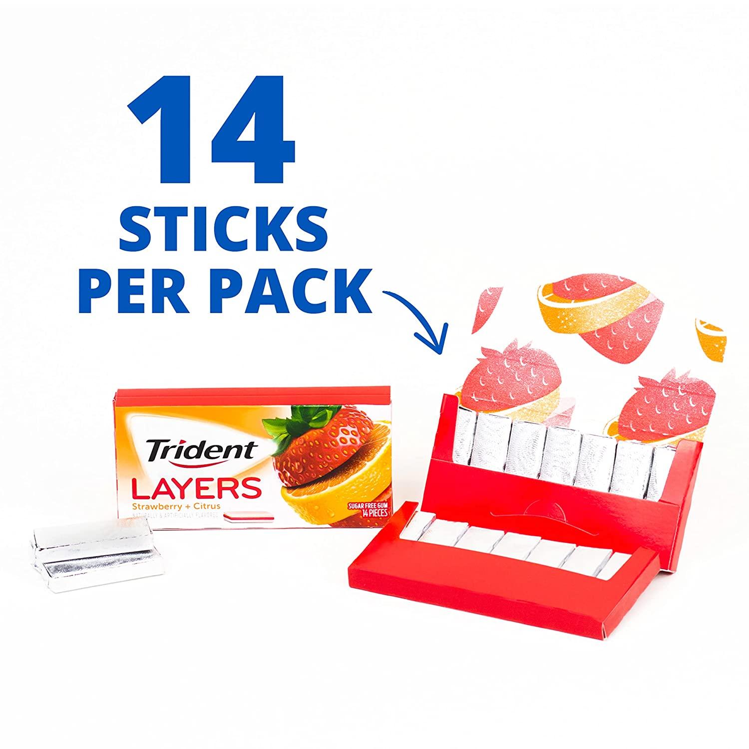 Trident Layers Strawberry & Citrus Sugar Free Gum - 12 Packs, 14 Pieces ...