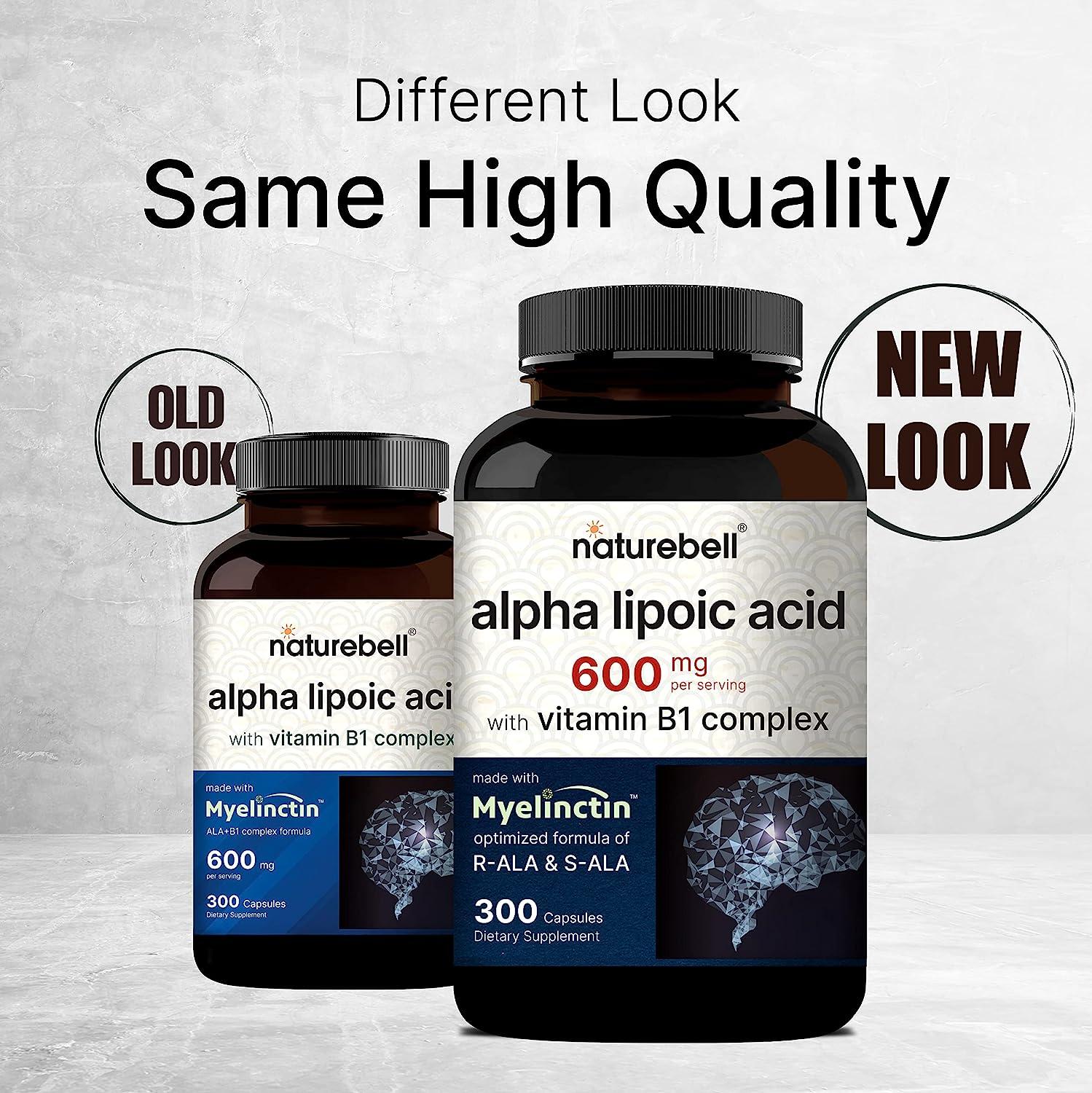 NatureBell Alpha Lipoic Acid 600mg | 300 Capsules - R-ALA, S-ALA, B1 ...