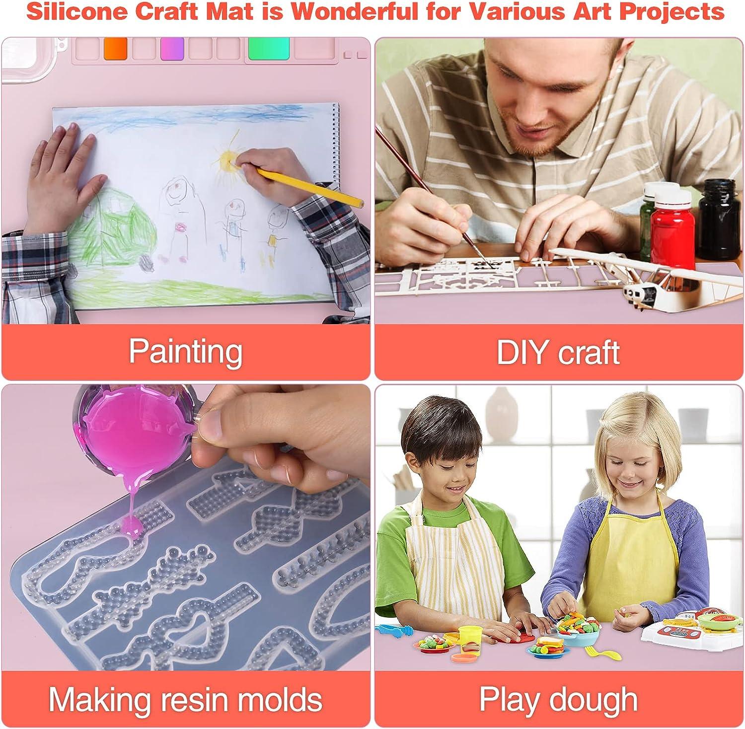 20x16 Silicone Painting Mat with Cup and Paint Holder - Non-Stick Craft ...