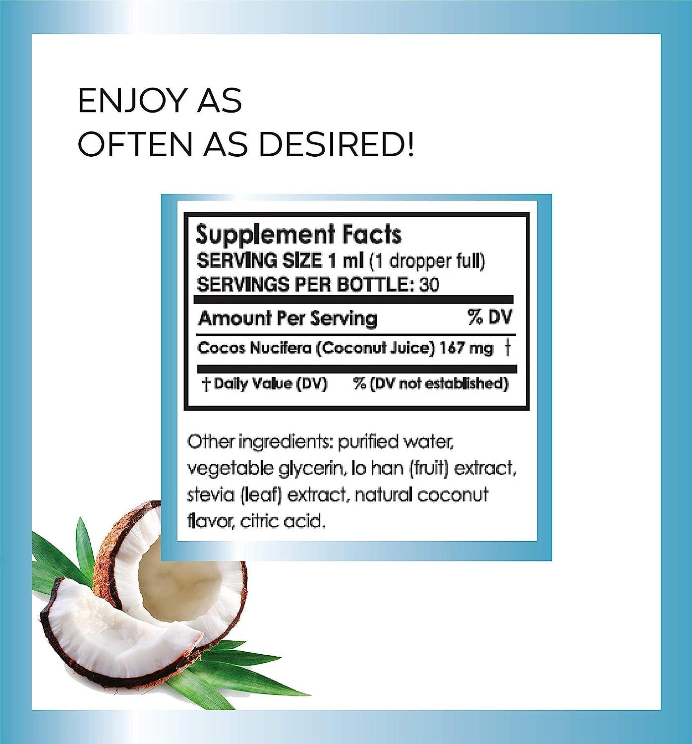 Pure Inventions Coconut Water Infusion Drops - No Sugar, Calories, or ...