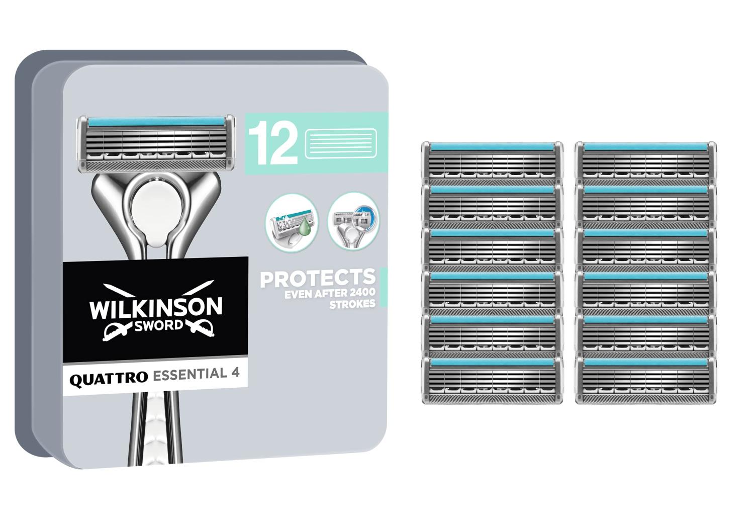 Wilkinson Sword Quattro Essential 12 Razor Blades - Letterbox ...