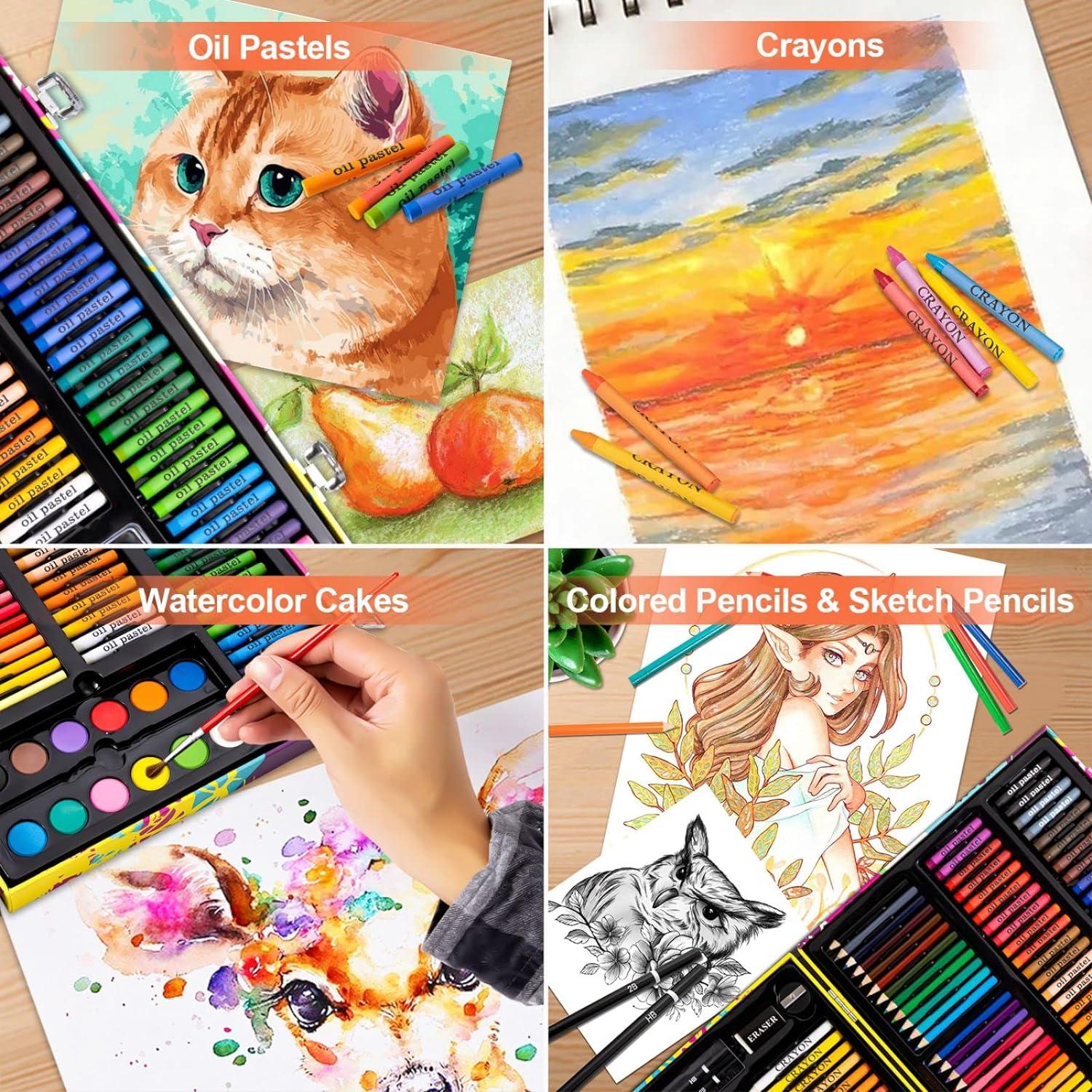 POPYOLA Art Supplies Kit with Clipboard - Drawing Painting Set with Oil ...