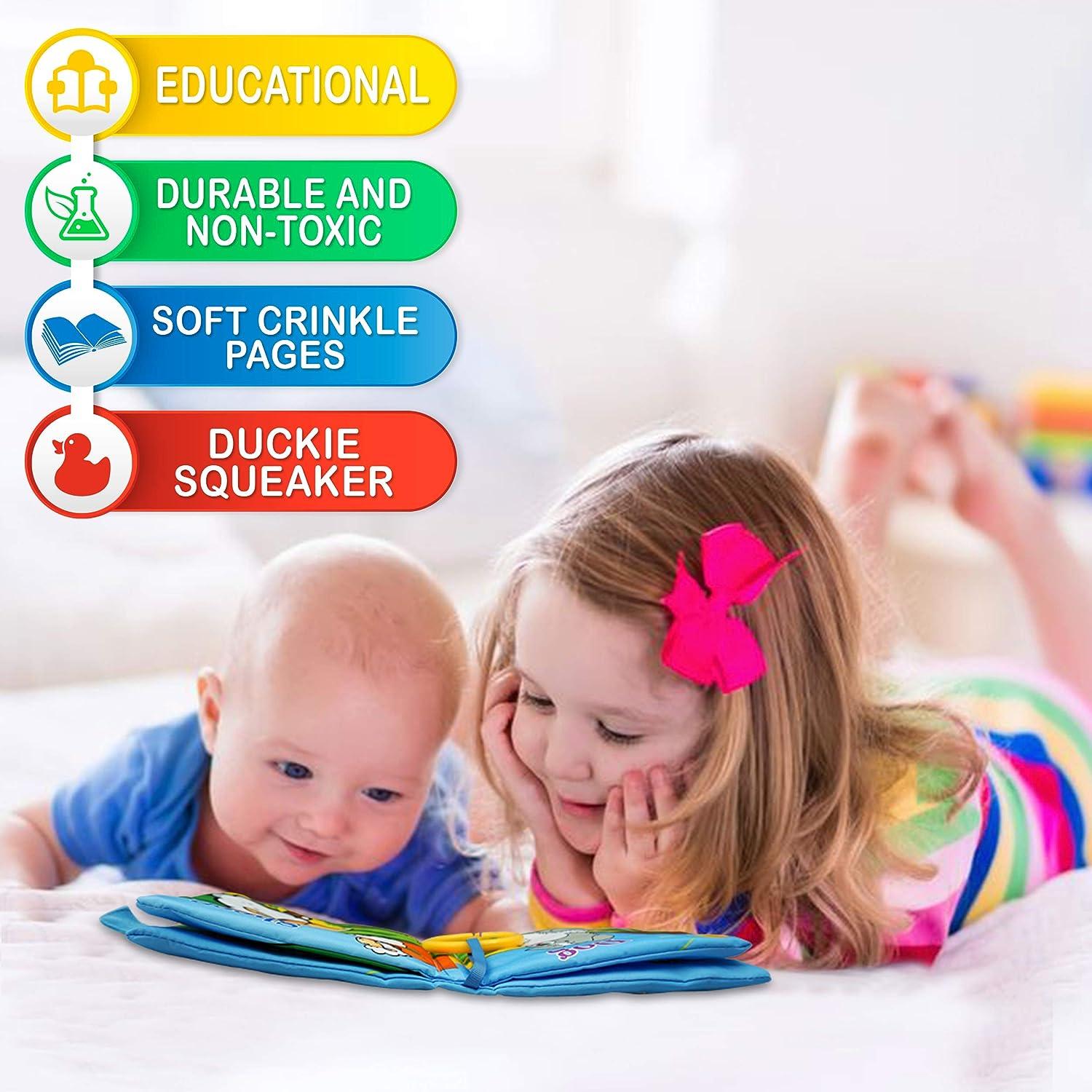 Sensory Baby Toy Gift Set for Boys & Girls | Crinkle Baby Book, Teether ...