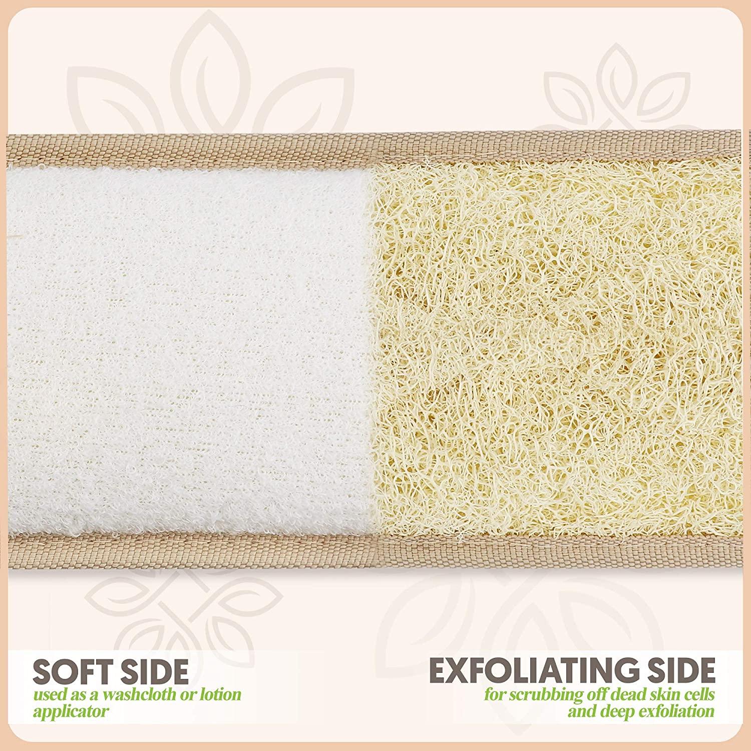 Natural Loofah Back Scrubber - Exfoliating Shower Tool for Deep Clean ...