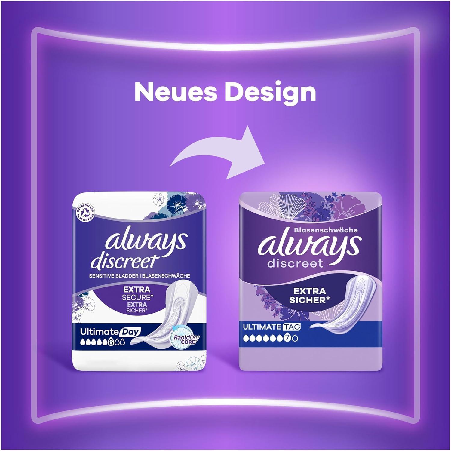 Always Discreet Incontinence Pads for Women - Ultimate Day 20 Pack ...