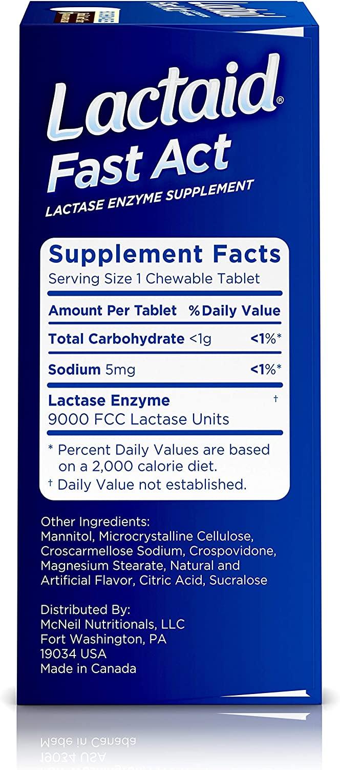 Lactaid Fast Act Lactose Intolerance Chewables - 60 Vanilla Twist Packets