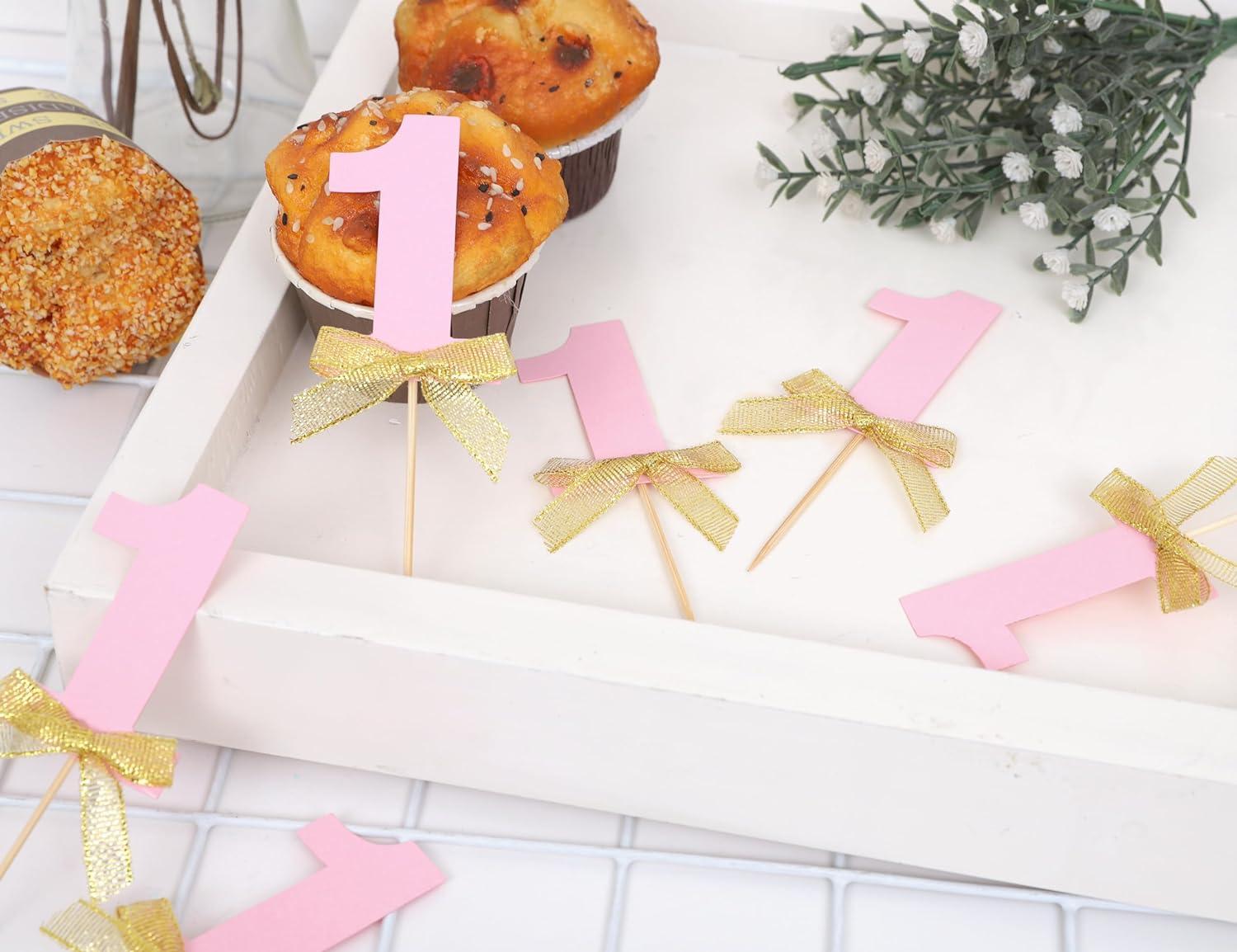 One Pink Cupcake Toppers - Girl 1st Birthday Party Decor Pink Number 1 ...