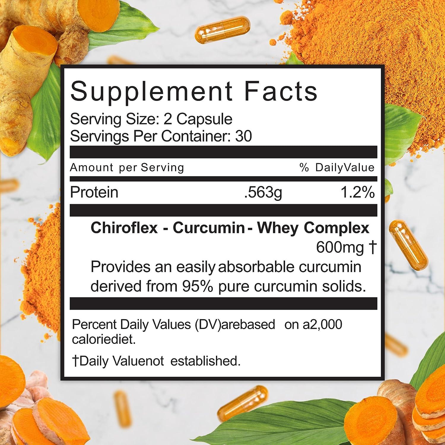 Chiroflex Turmeric Curcumin Capsules 600mg - Joint Support Supplement ...