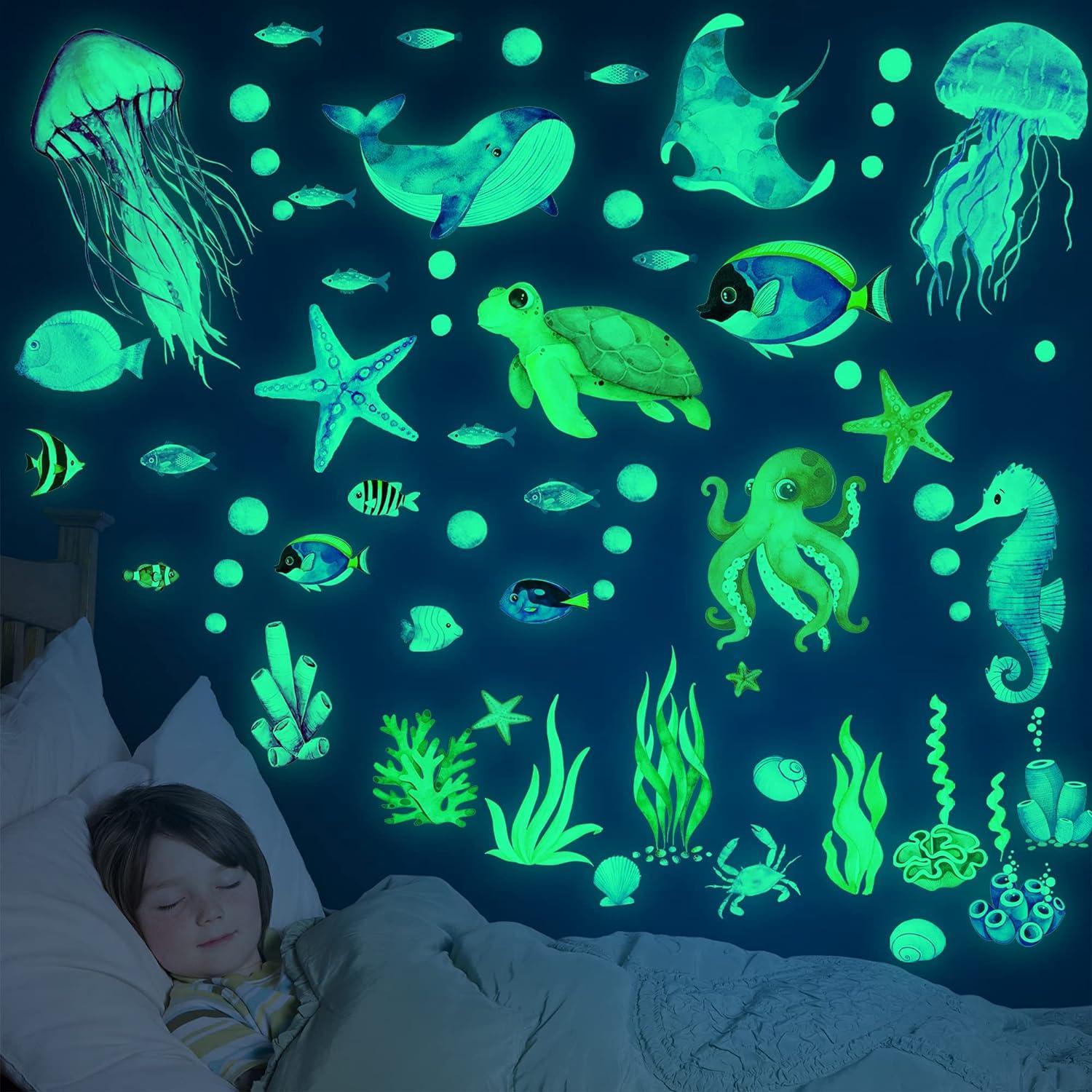 Under the Sea Glow in the Dark Wall Decals for Boys Kids Bathroom ...