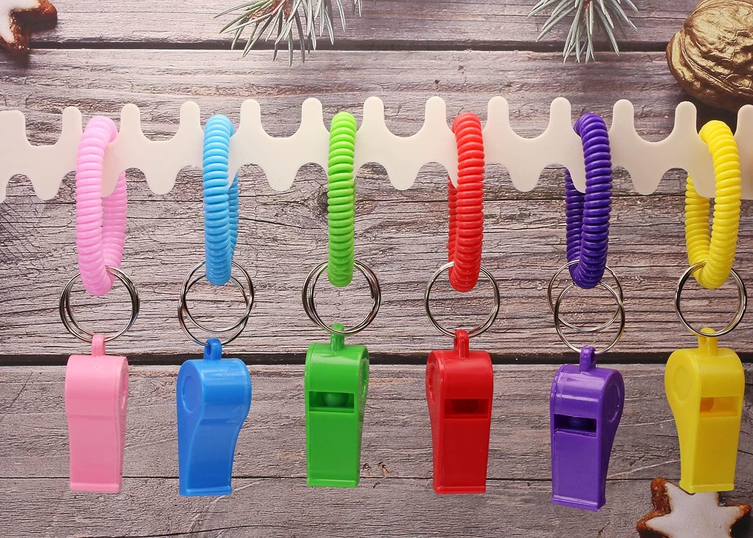 Set of 6 Loud Clear Plastic Sport Whistles with Bracelet - Ideal for ...
