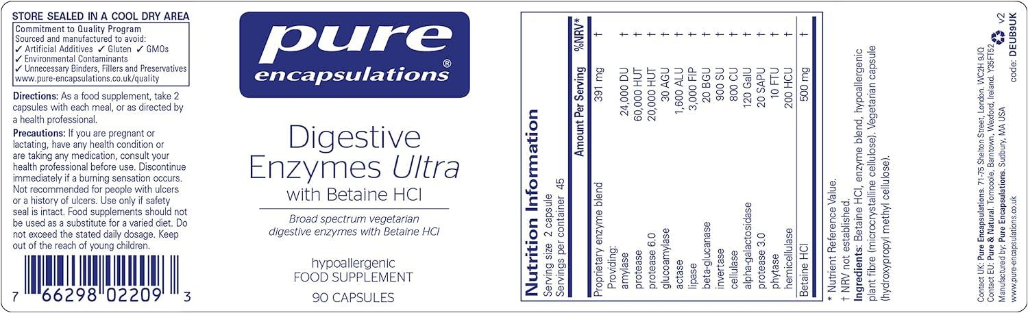 Pure Encapsulations Digestive Enzymes Ultra with Betaine HCl ...