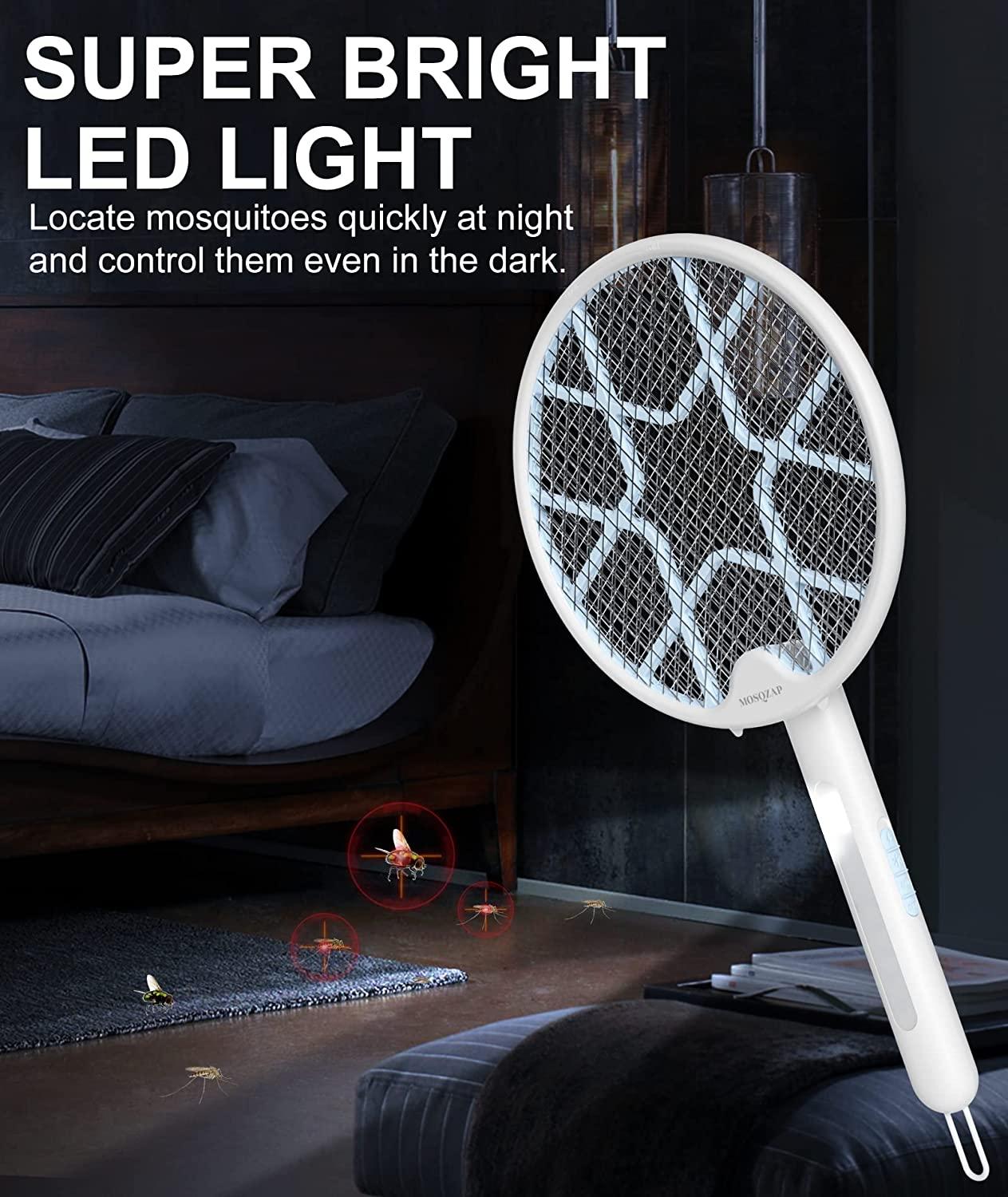 Portable 2-in-1 Electric Fly Swatter and Mosquito Zapper with Powerful ...