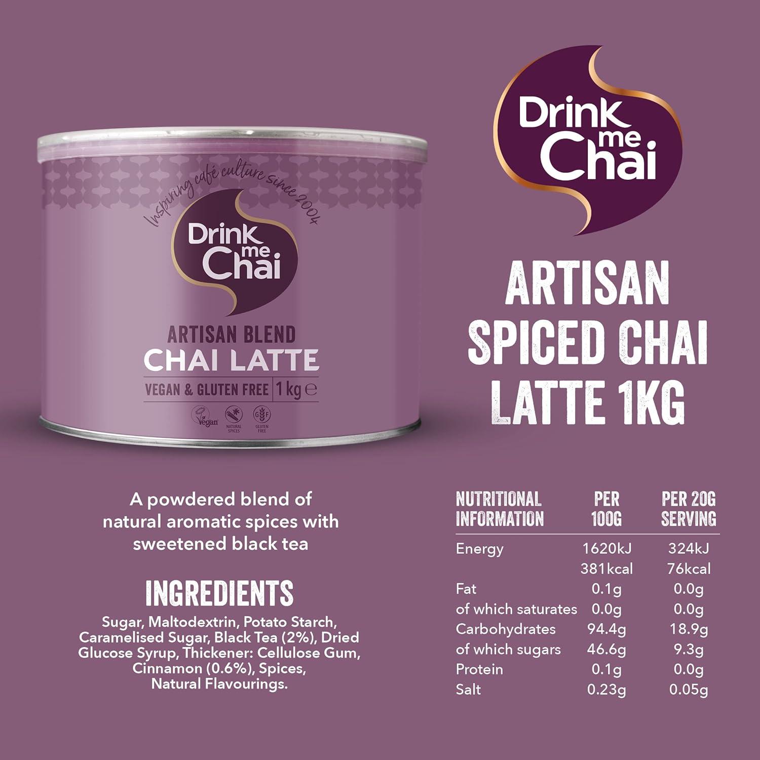 Drink me Chai Artisan Blend Chai Latte 1kg - Vegan & Gluten Free - 50 Servings | Buy Now with ...