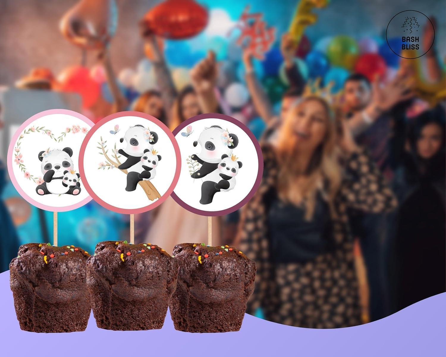 24-Pack Panda Girl Cupcake Toppers Cake Topper Centerpiece - 2.5x2.5in ...