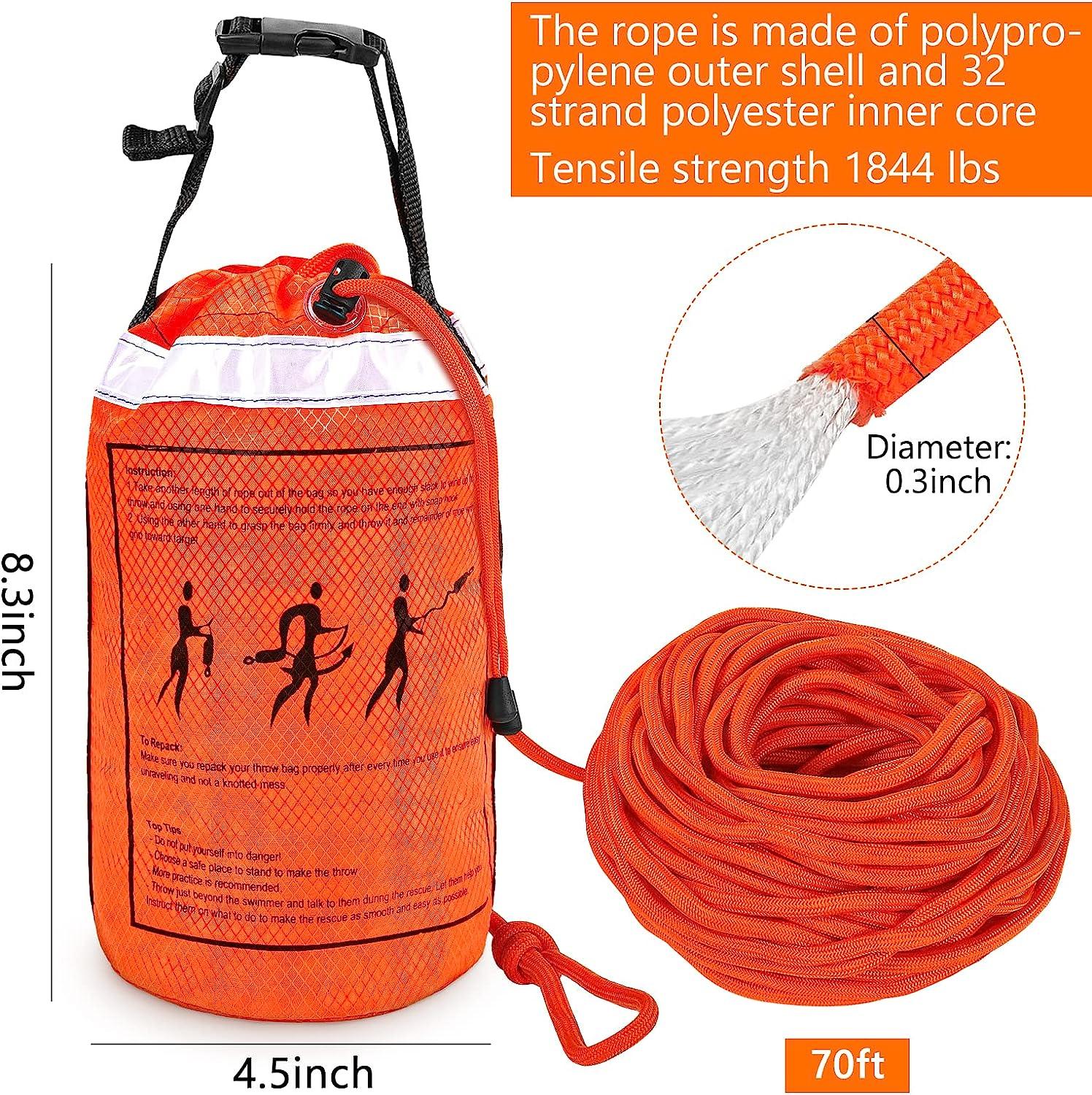 NTR Water Rescue Throw Bag with 50/70/98 Feet of Rope in 3/10 Inch ...