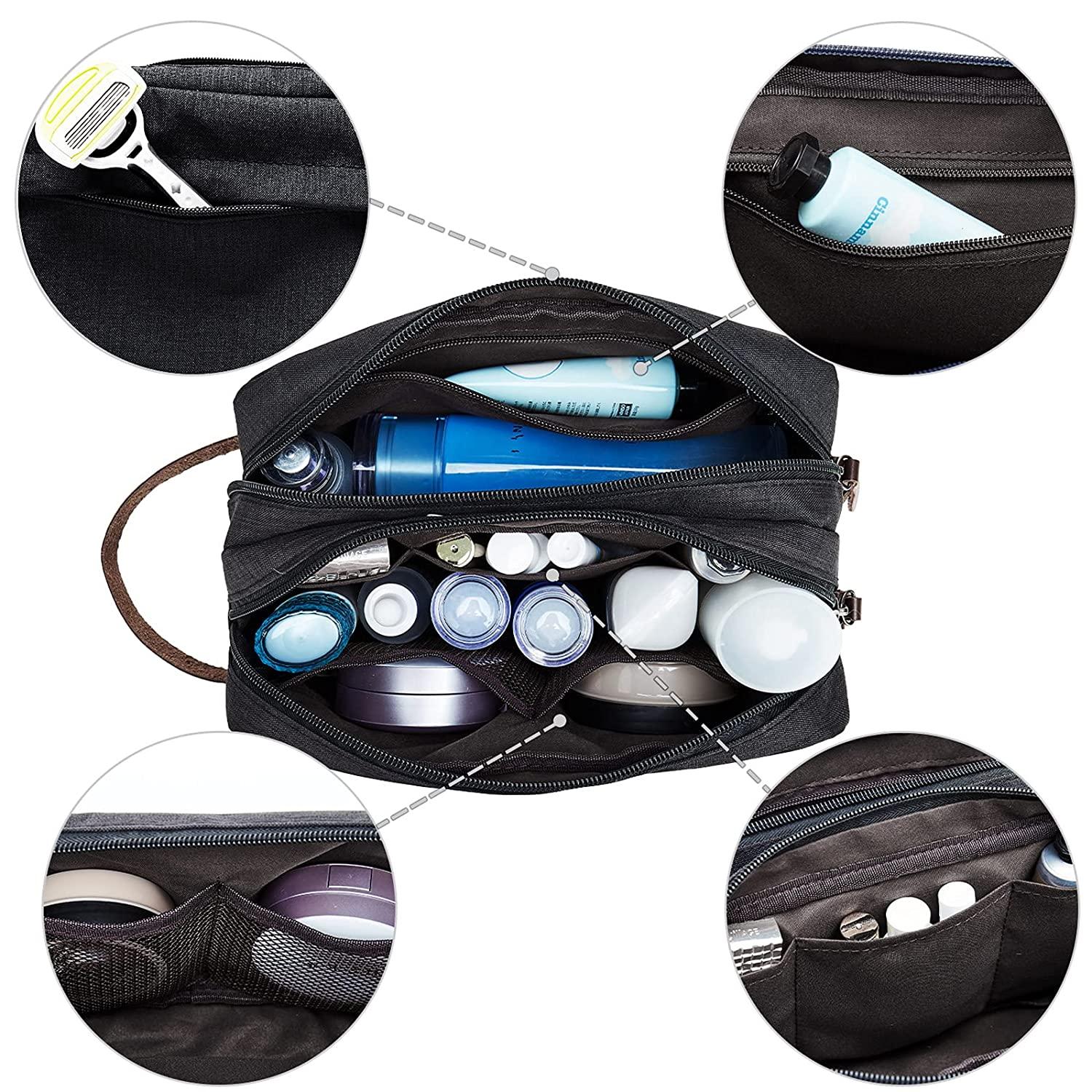 WANDF Toiletry Bag for Men Small Nylon Dopp Kit Lightweight Travel ...