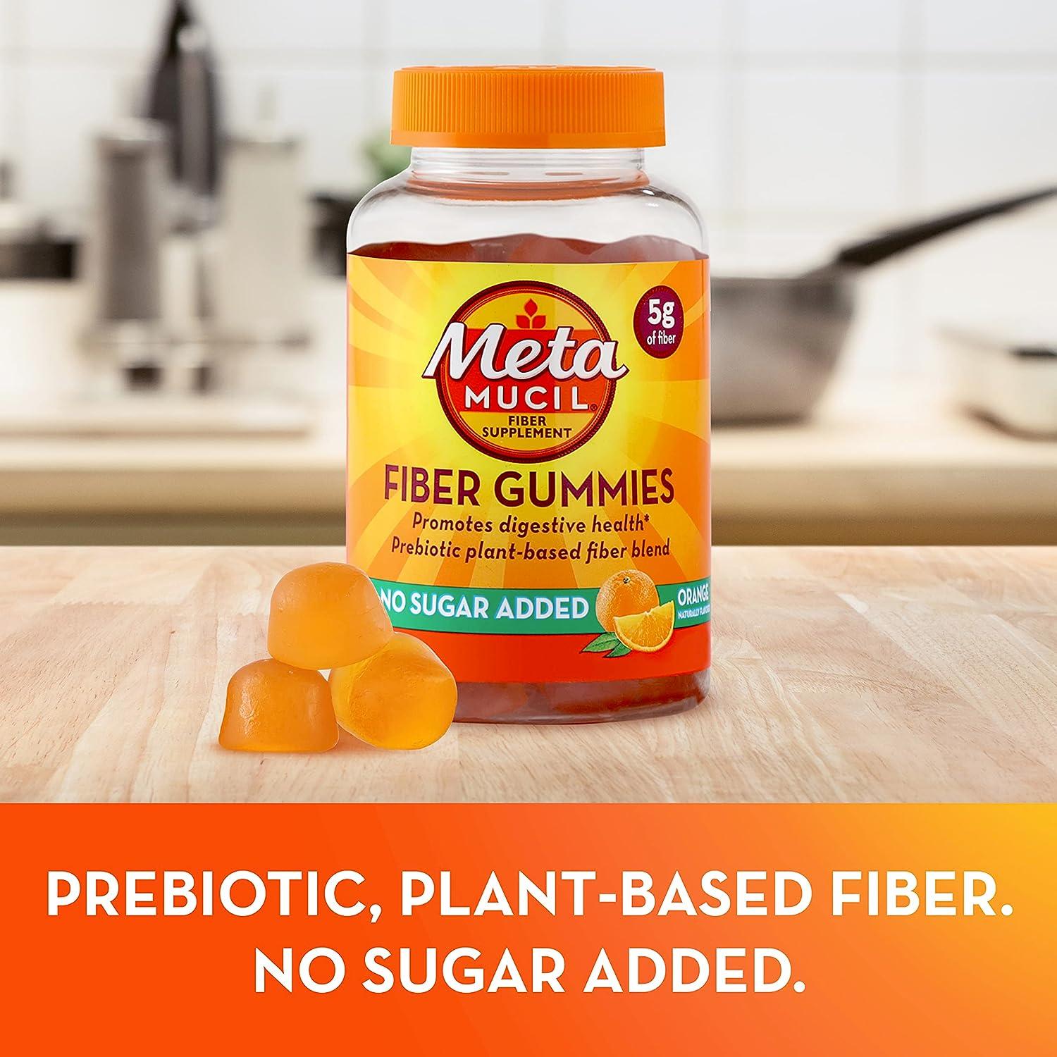 Metamucil Sugar-Free Orange Fiber Gummies - 5g Prebiotic Plant Based ...