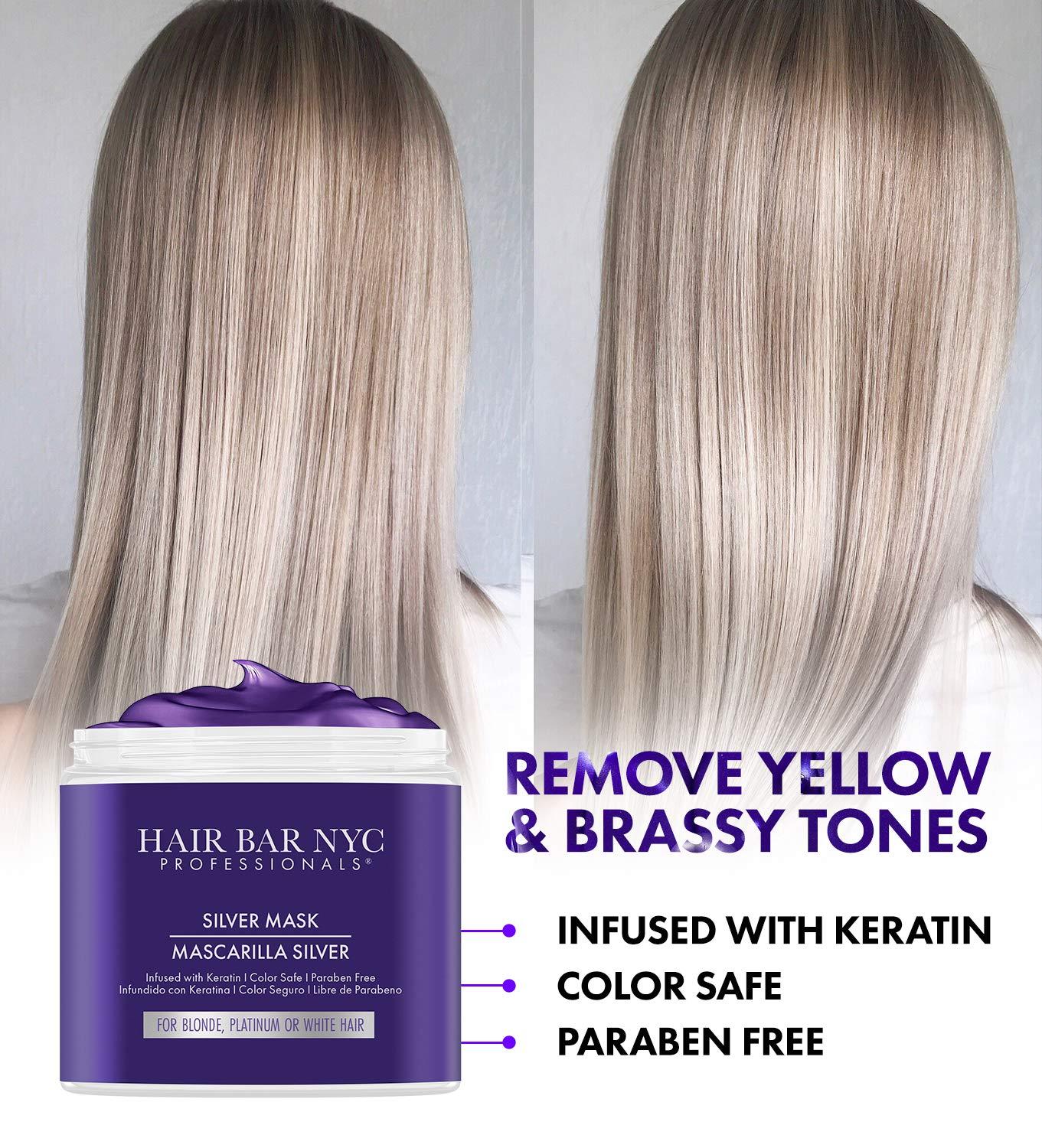 Hair Bar NYC Silver Mask 16.9oz - Purple Toning Mask for Blonde, Silver ...