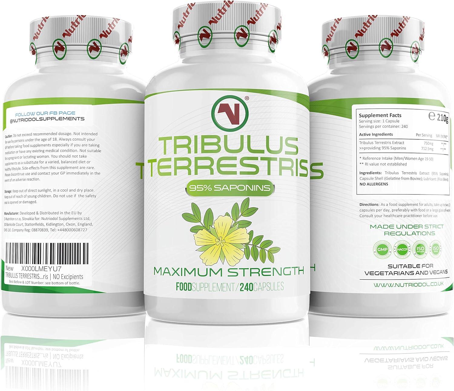 Nutriodol High Potency Tribulus Terrestris 750mg Capsules - 240 Easy to ...