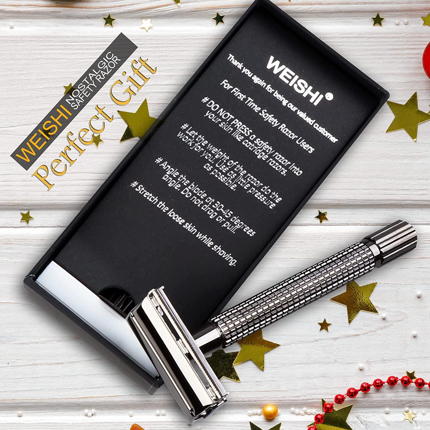 WEISHI Double Edge Safety Razor | Long Handle Butterfly Open Razor ...