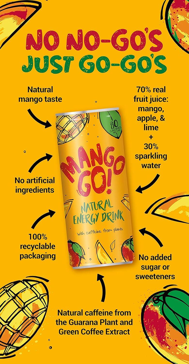 Mango GO! - The Mango Natural Energy Drink - 12 x 250ml - Vegan - New ...