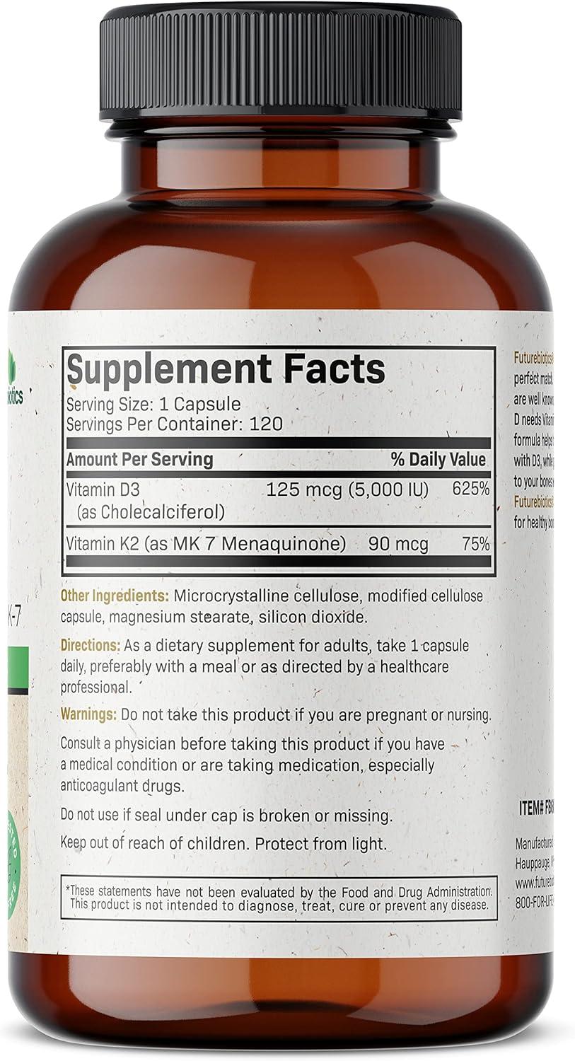 Futurebiotics Vitamin K2 (MK7) with D3 Supplement - Non-GMO Formula ...