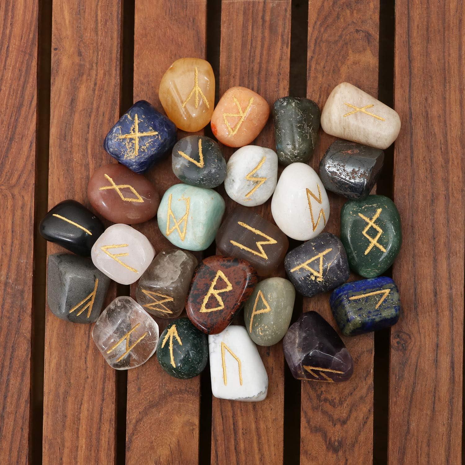 Crocon Mix chakra Rune tumble shape gemstone rune with Elder Futhark ...