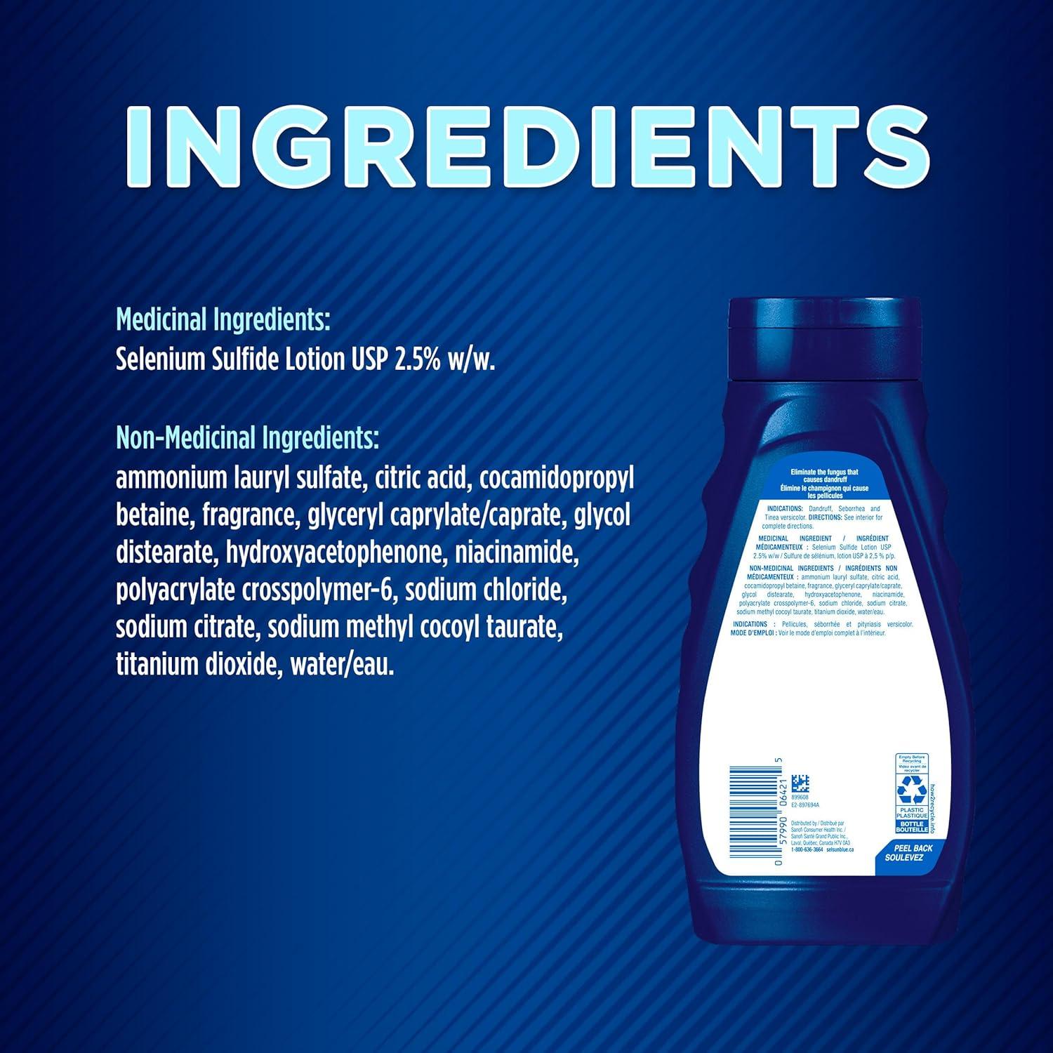 Selsun Blue Anti-Dandruff Shampoo 250mL Dandruff Treatment with 2.5% Extra Strength Selenium ...