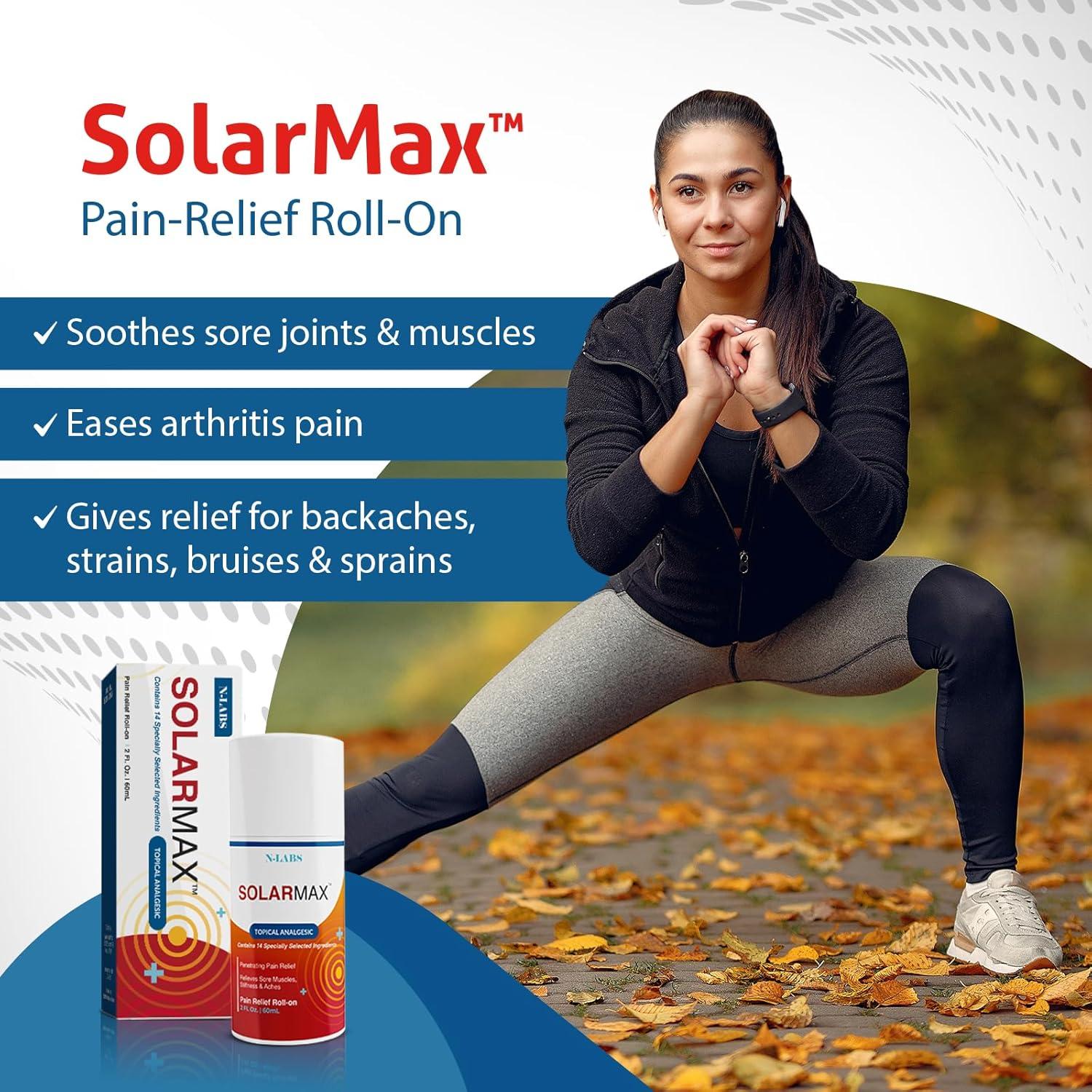 SolarMax Pain Relief Roll-On | Arthritis Backache Bruise & Muscle ...