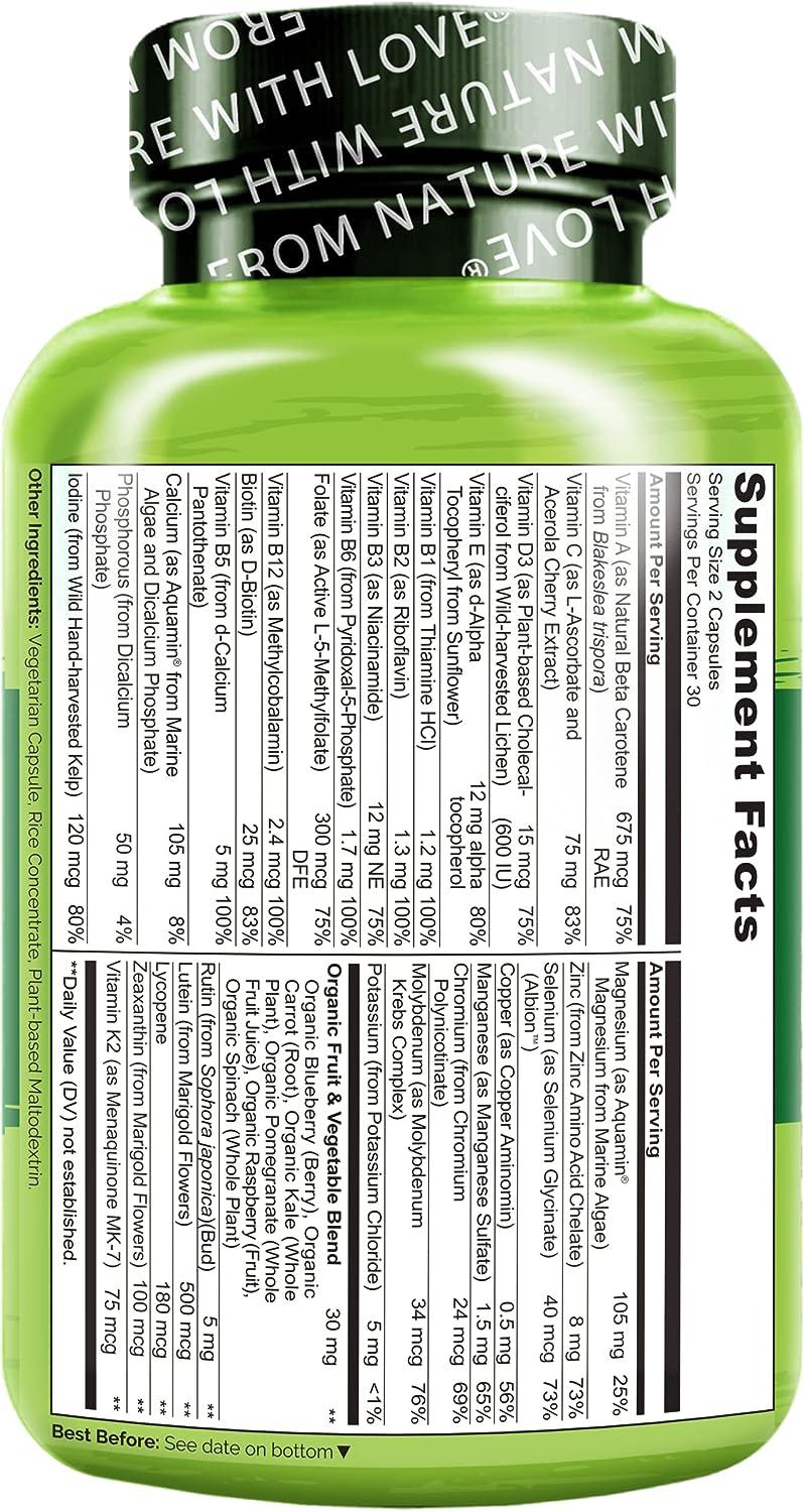 NATURELO Whole Food Multivitamin for Teenage Boys - 60 Capsules - Non ...