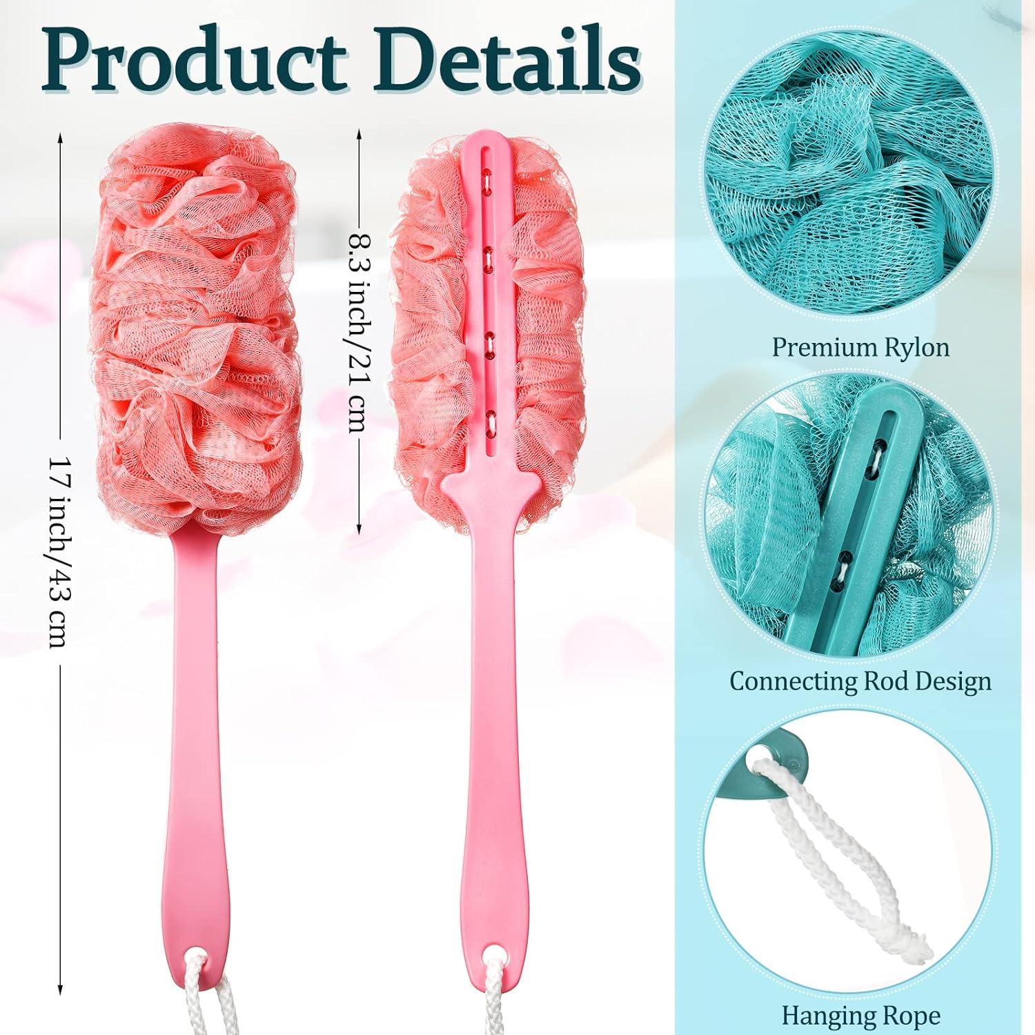 18 Pack Long Handled Loofah Body Scrubber for Shower - Men, Women ...
