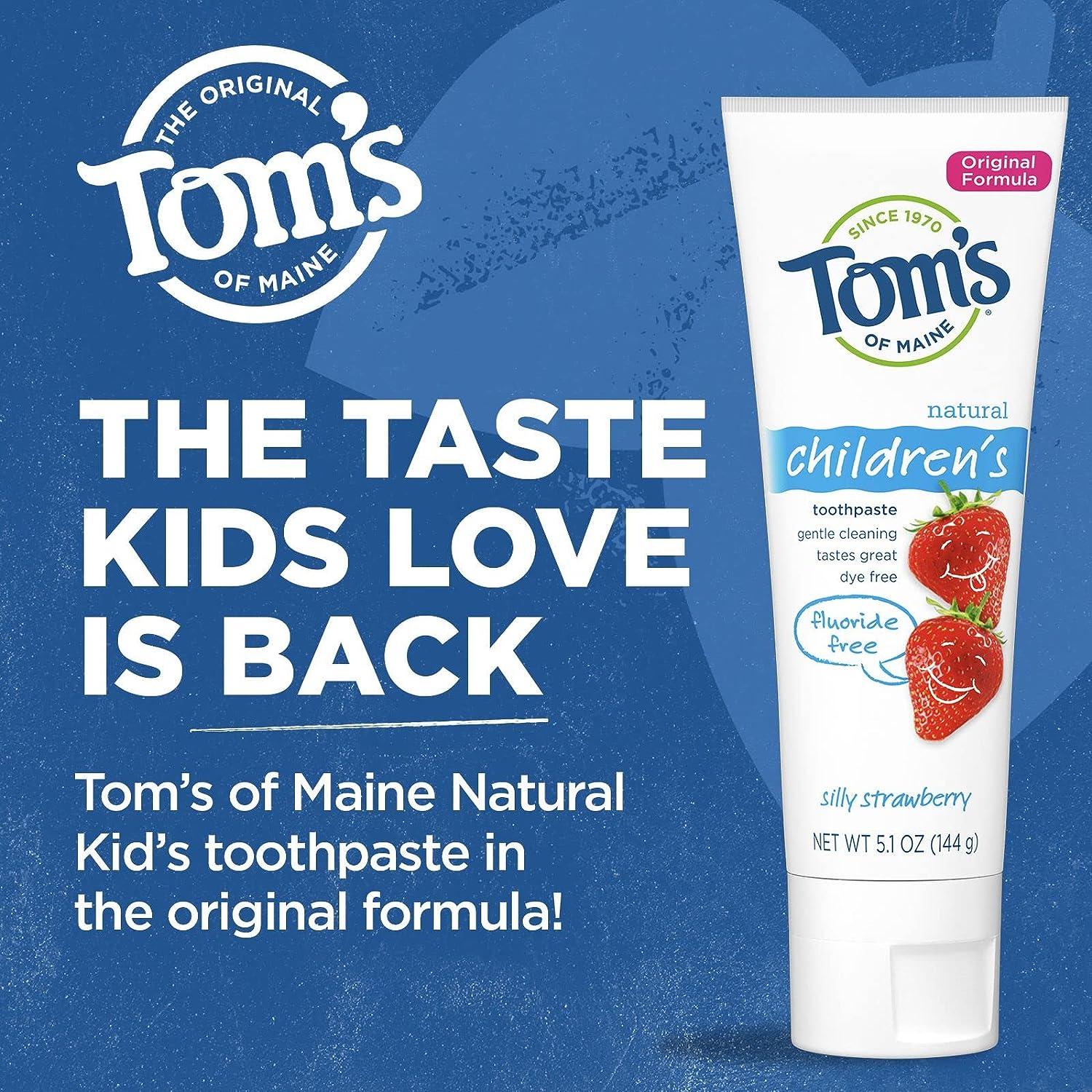 Tom's of Maine Natural Kid's Silly Strawberry Fluoride-Free Toothpaste ...