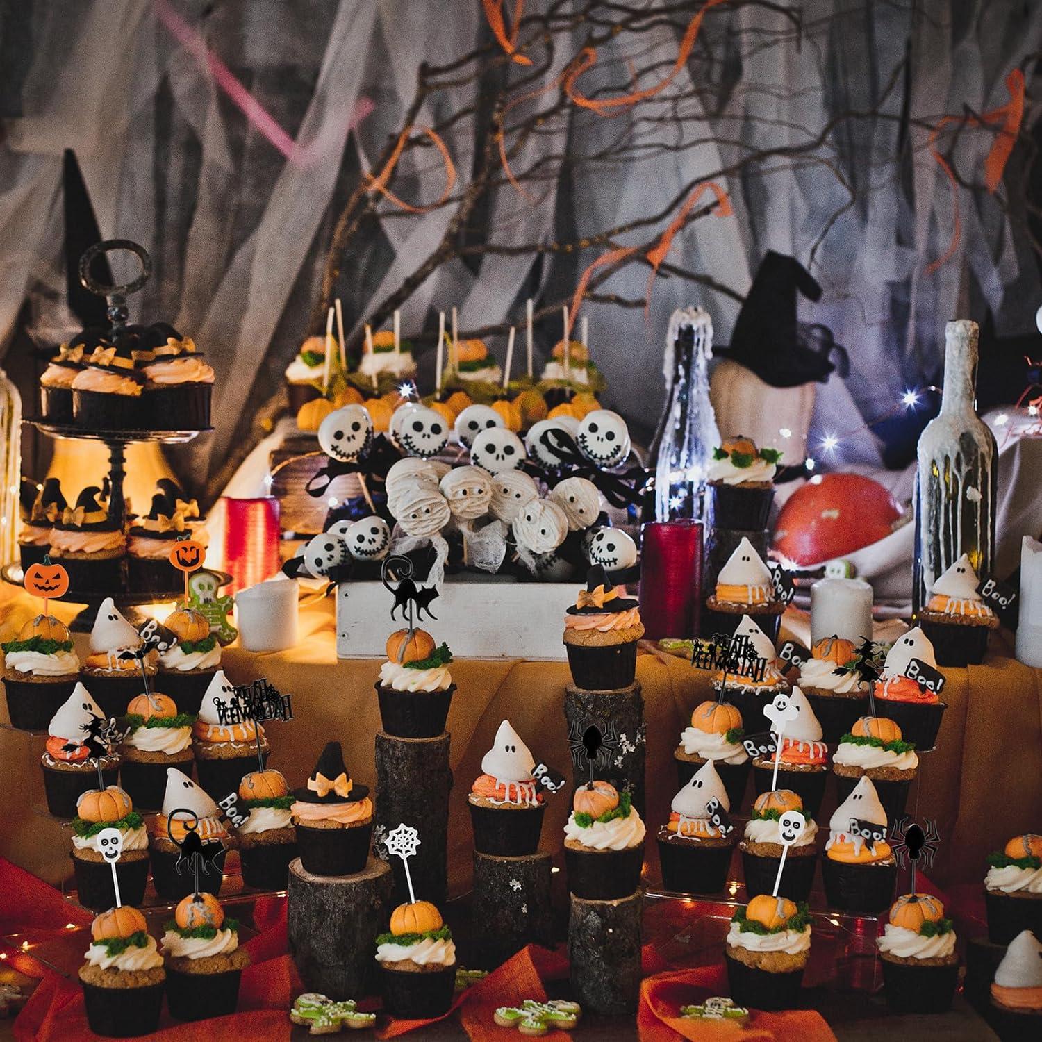 Tioncy 100 Pieces Halloween Plastic Picks Halloween Food Picks Funny ...