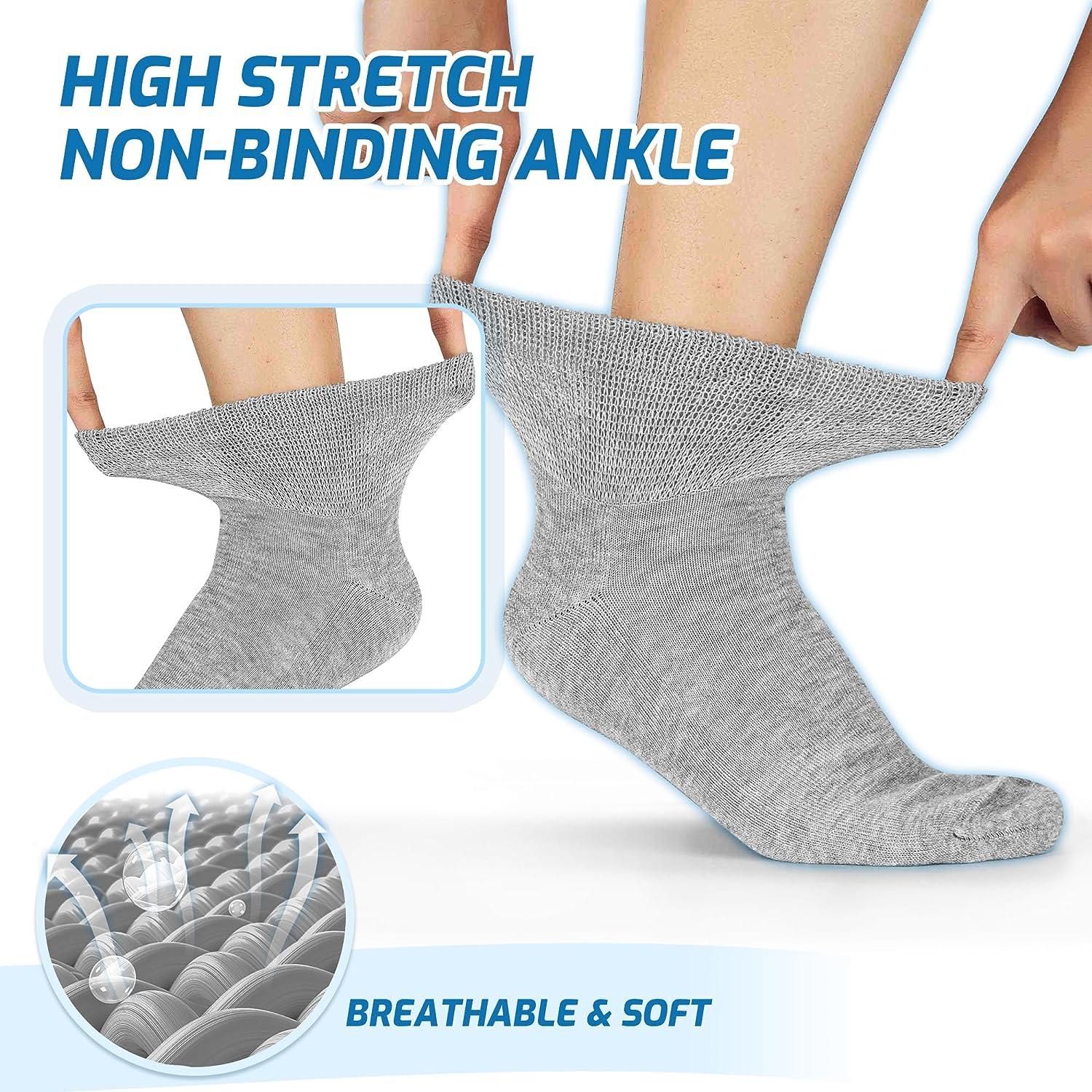 LIN Diabetic Socks for Men & Women - Non-Binding Circulatory Extra Wide ...