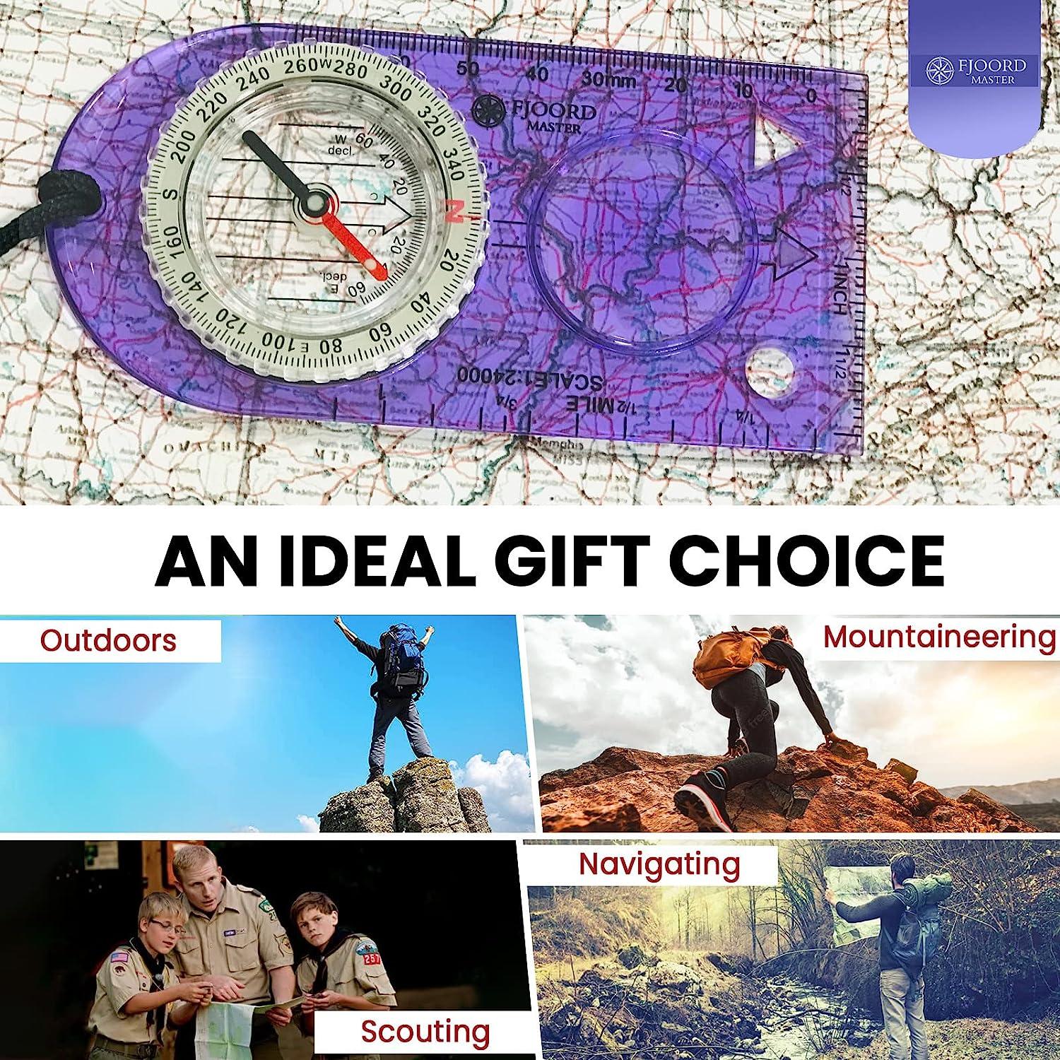 Camping Compass - Luminous Hiking Compass - Magnetic Survival Compass ...